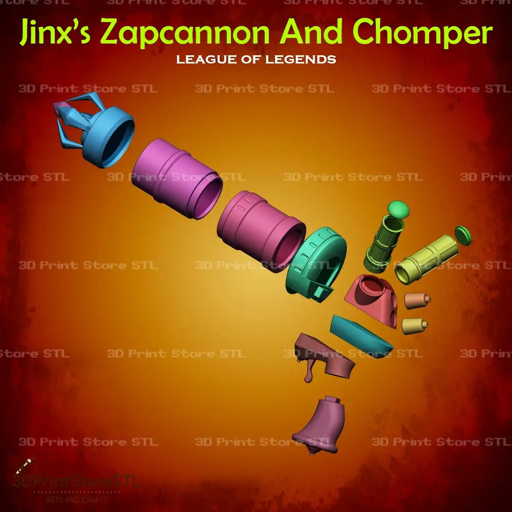 Cosplay STL Download - Jinx Zapcannon and Chomper Cosplay League of ...