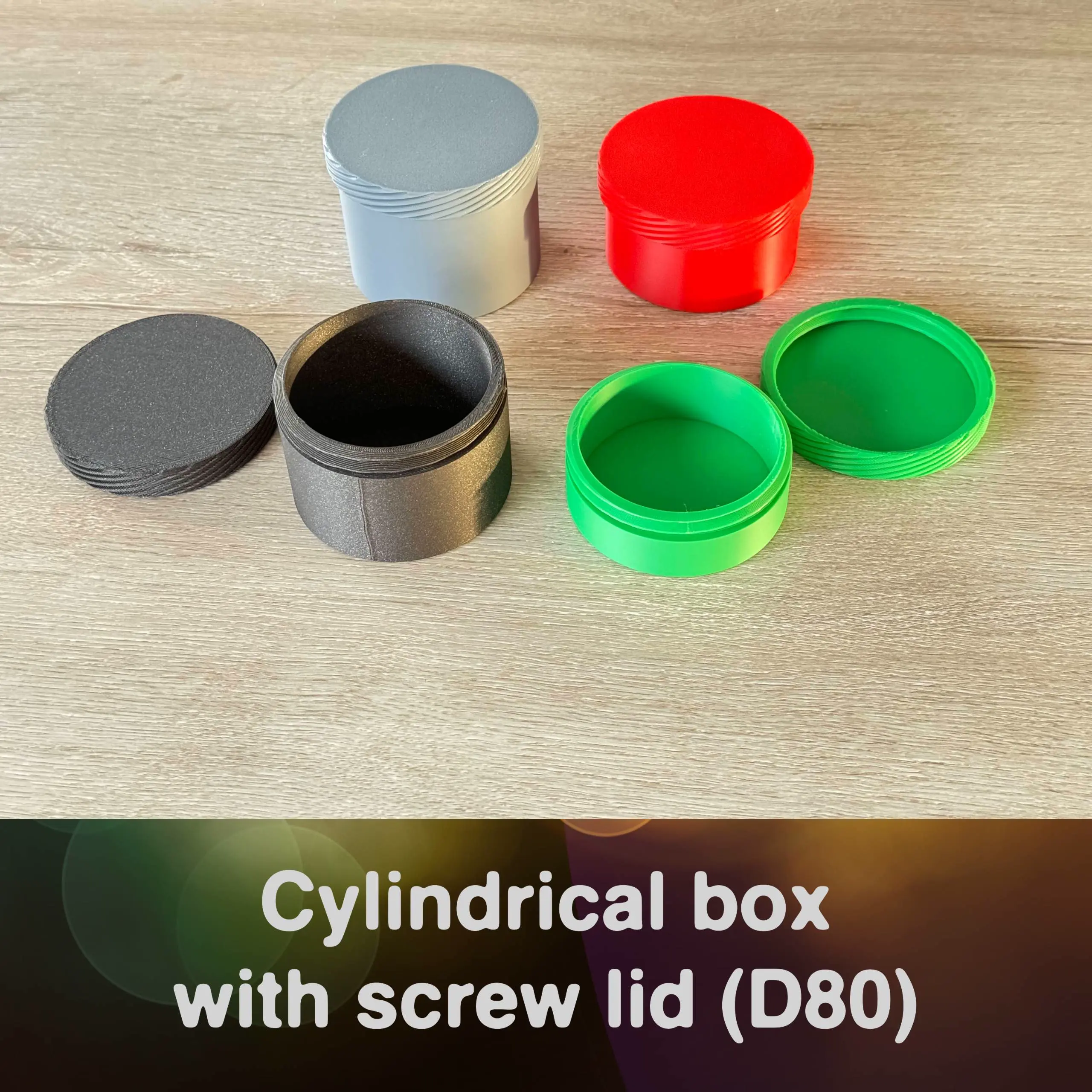 3D Printer Files | 3MF File | Cylindrical box with screw lid (D80 ...