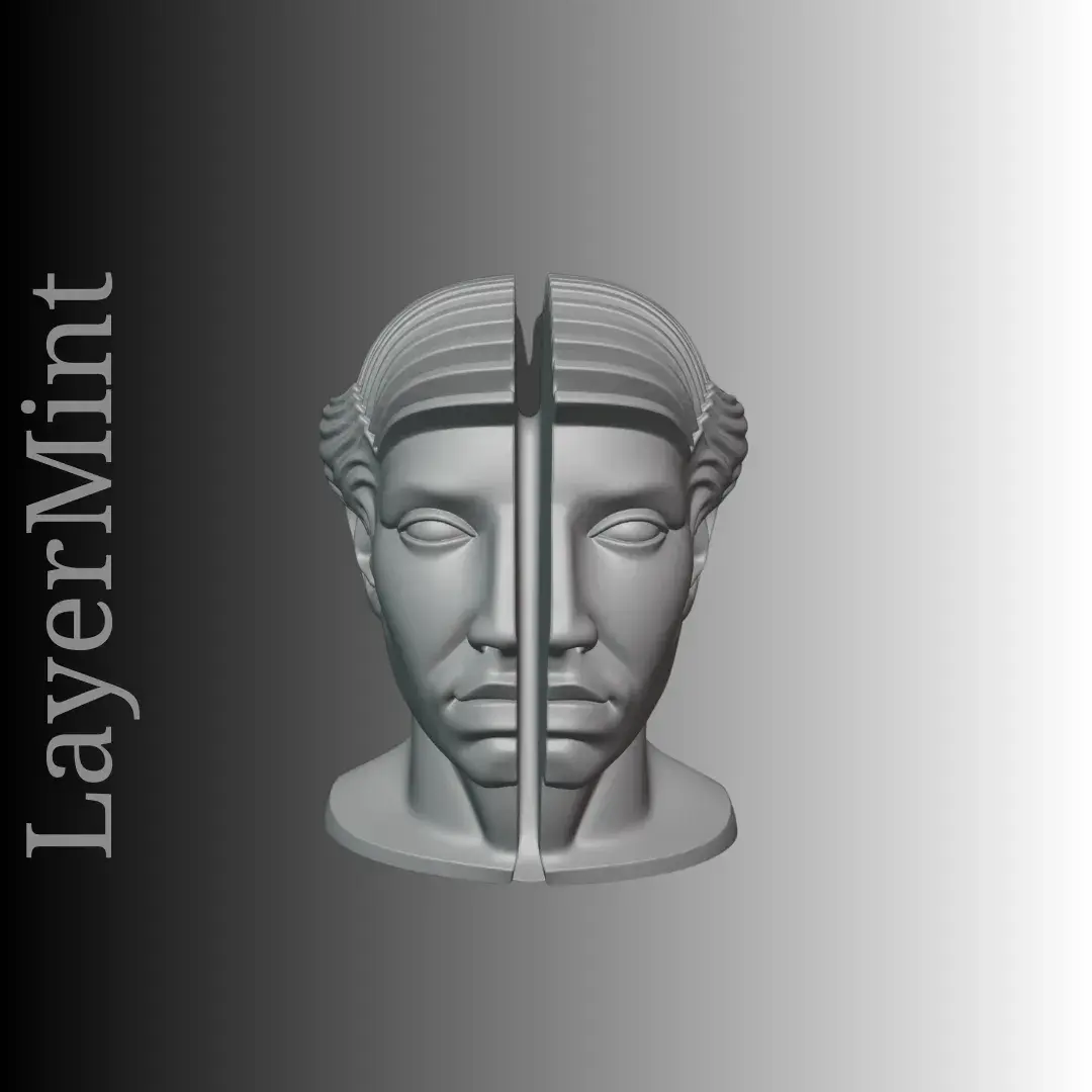 Sculptures & Artworks STL Download - Split Face Bust – Abstract 3D ...