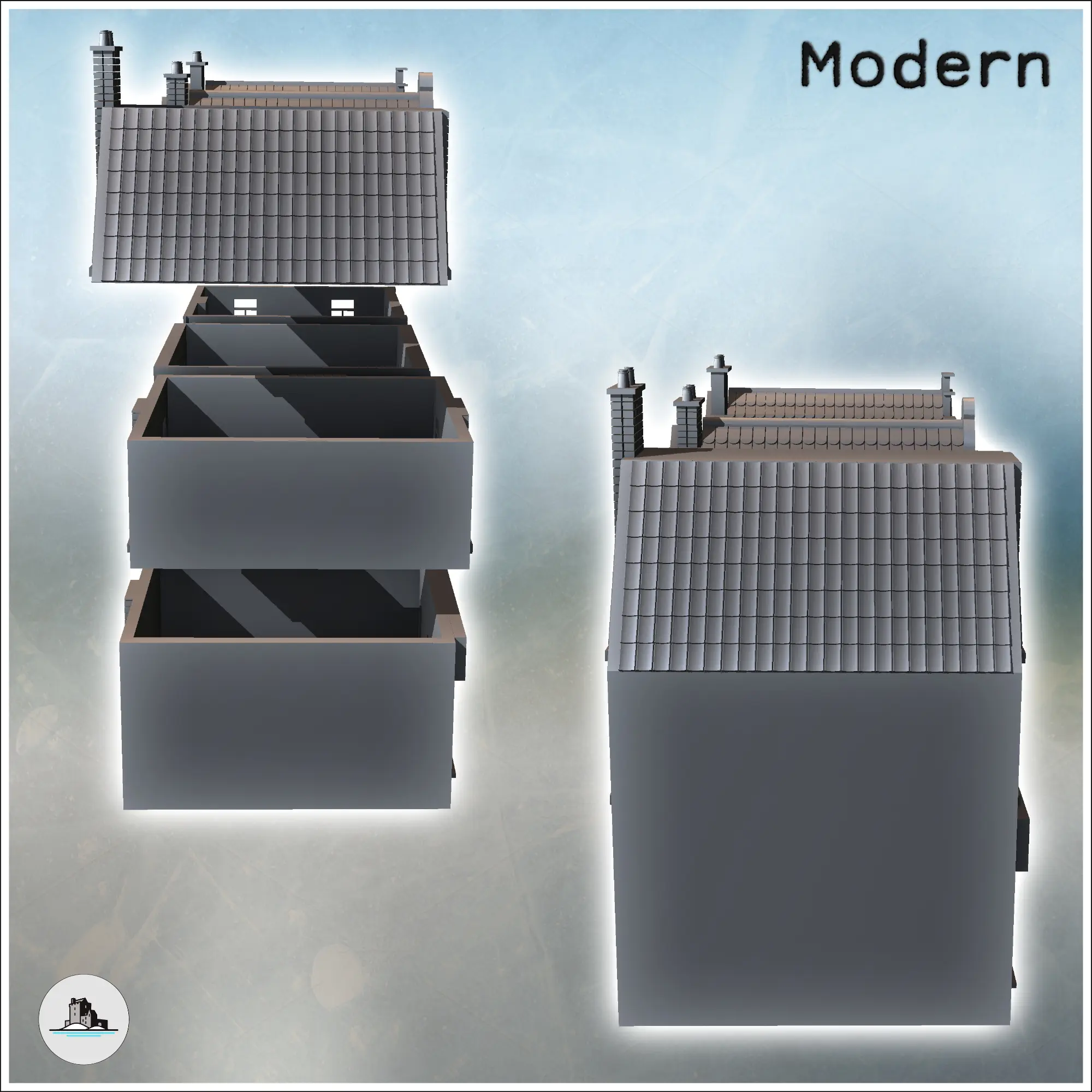 Other STL Download - Set of Three Modern European Flemish Houses with ...