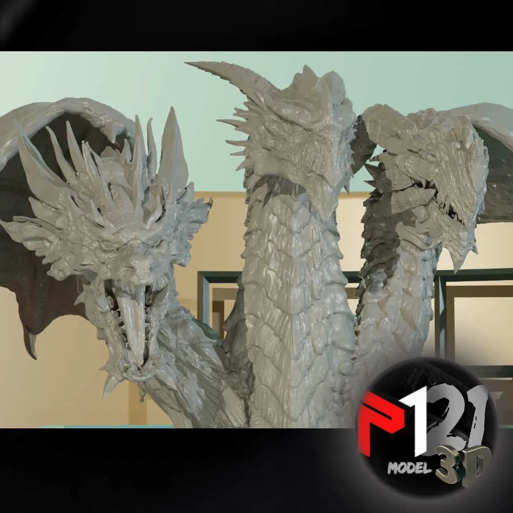 Characters & Creatures STL Download - Dragon 3 Headby Deleted ...
