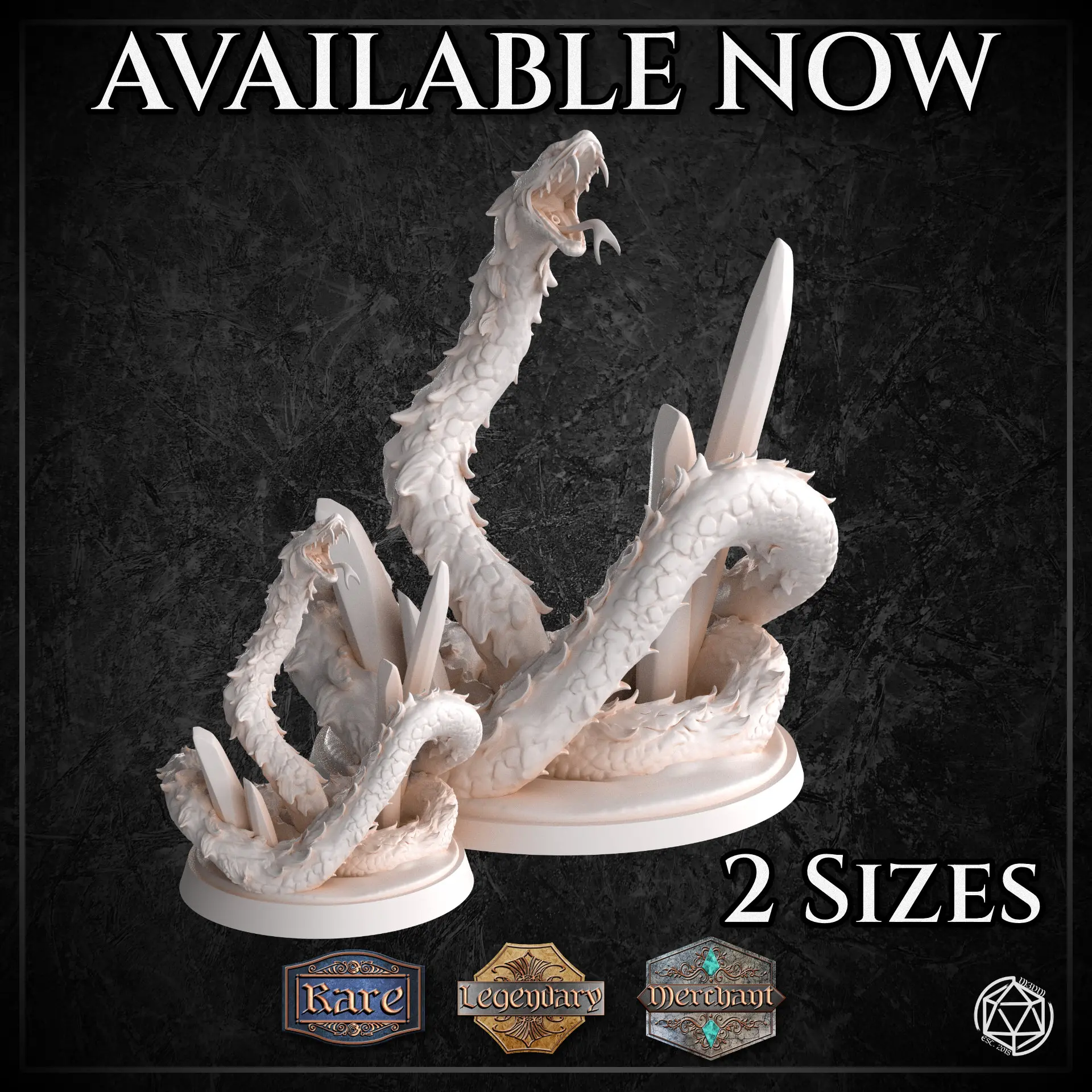 Characters & Creatures STL Download - Giant Snow Serpent (2 Sizes)by M3DM