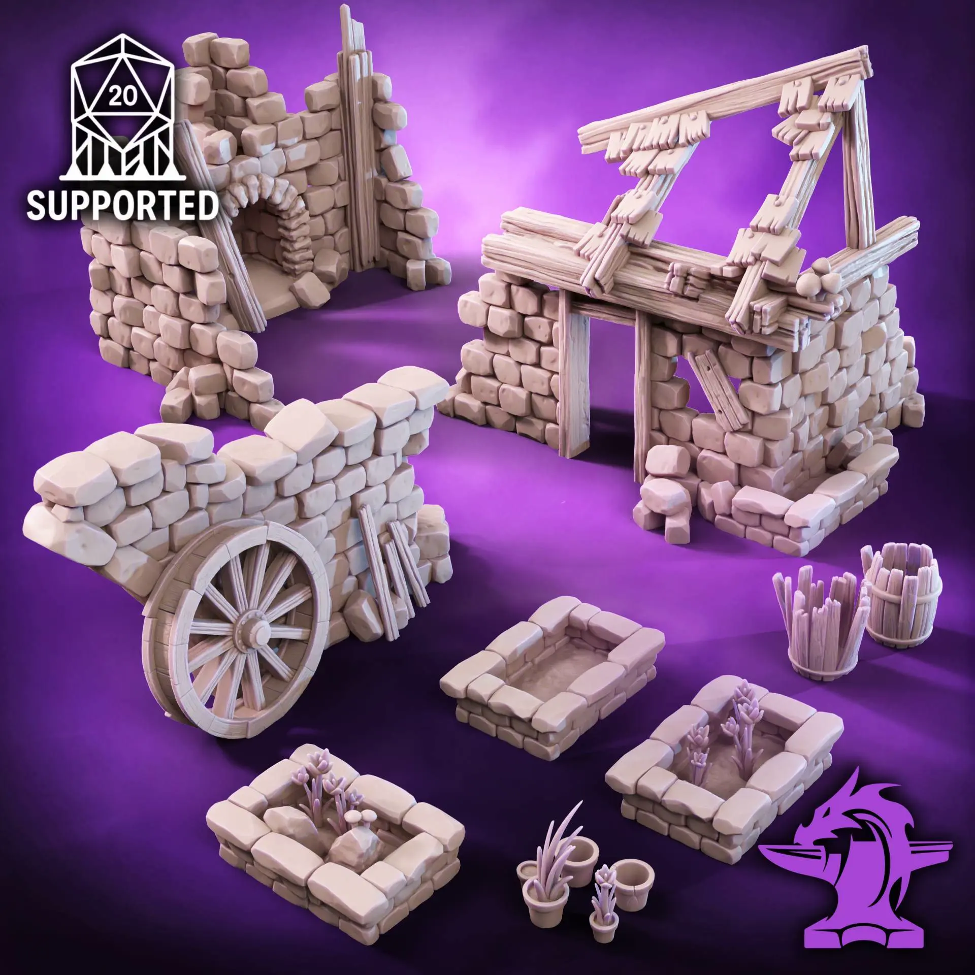 Props & Terrain STL Download - Cottage/House Ruins: Tabletop Village ...