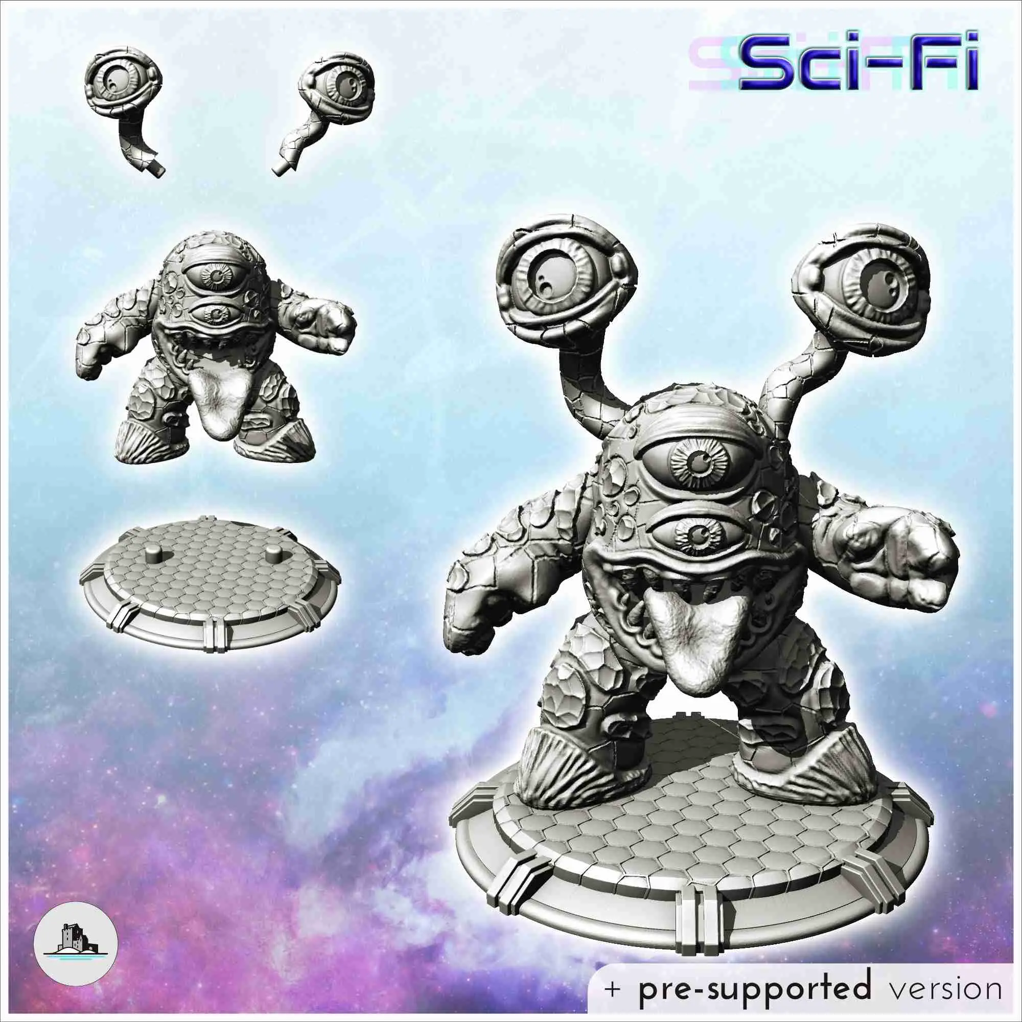 Characters & Creatures STL Download - Alien creator with four eyes and ...
