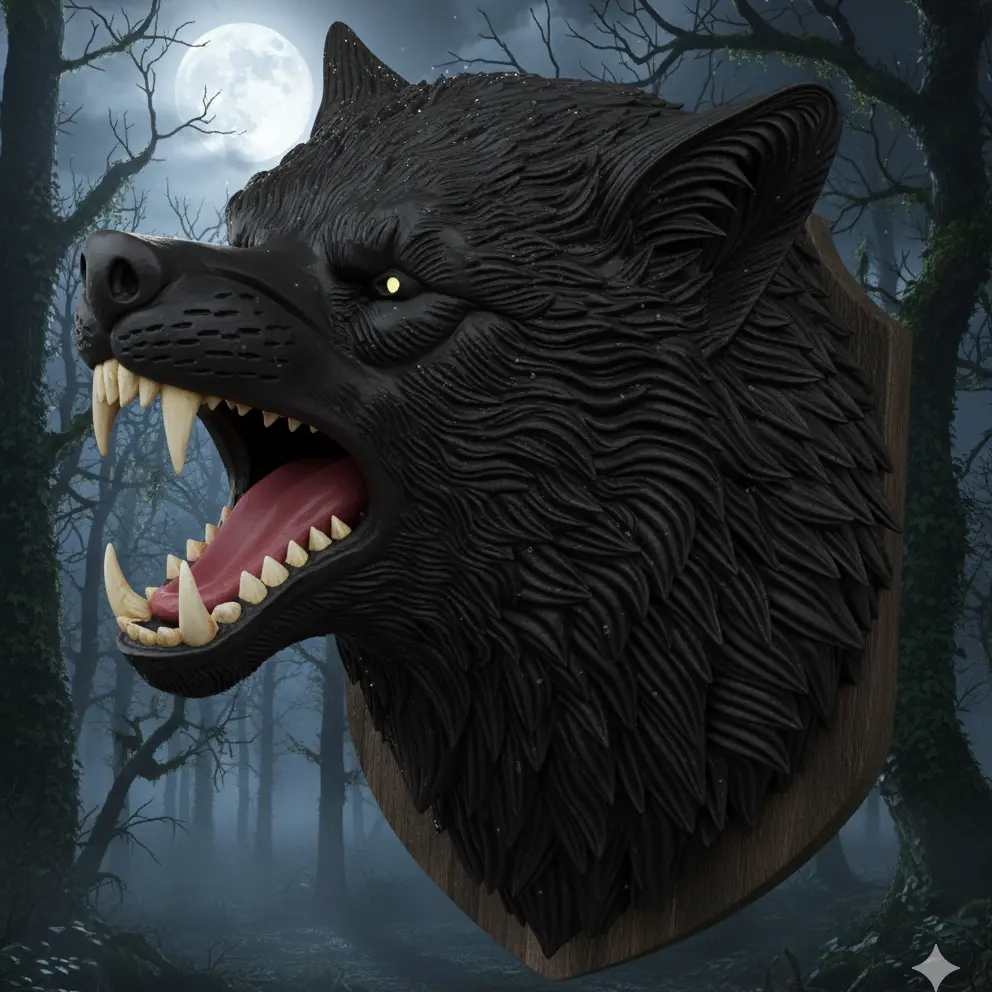 Home Decorations & Ornaments STL Descarga - Black Wolf - VOXEL GÊNESE