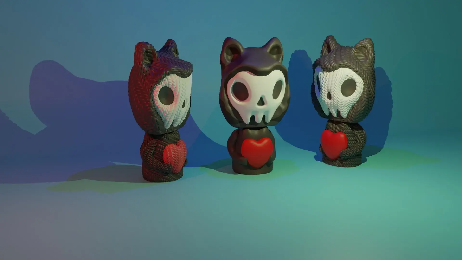 3D Printer Files | 3MF File | Spookie Cat with heart - 3 types ...