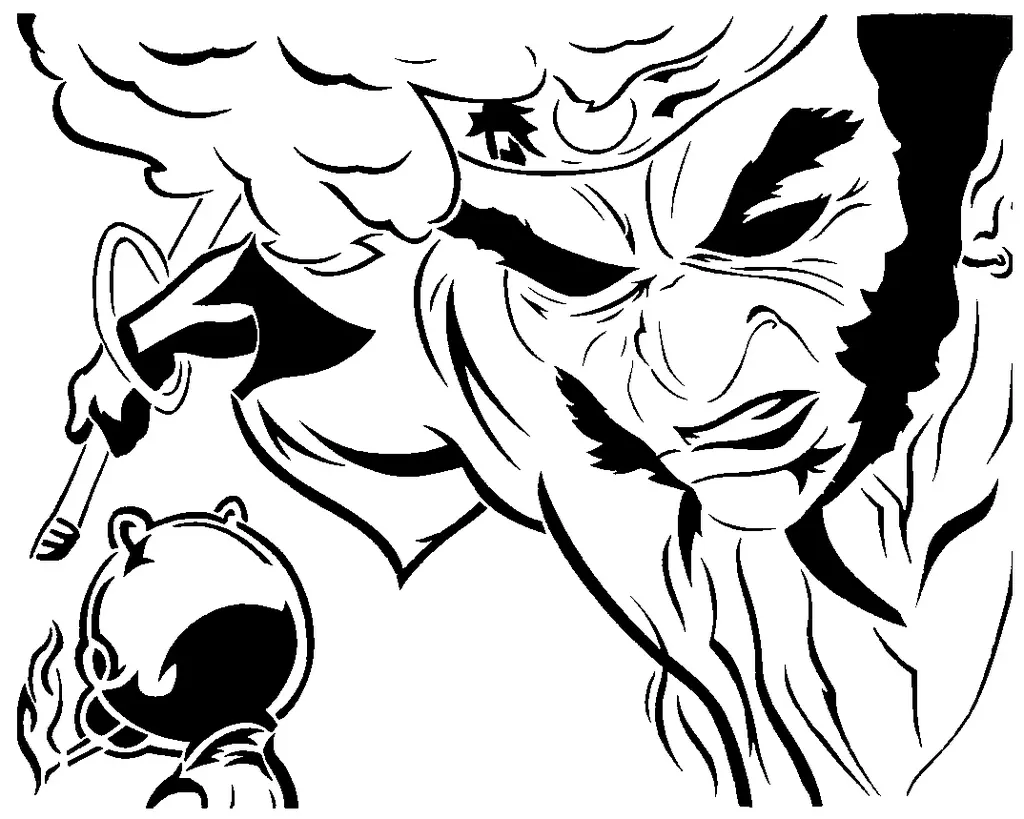 Free Digital Art STL Download - Afro Samurai stencil 2by SMT_M 🦊