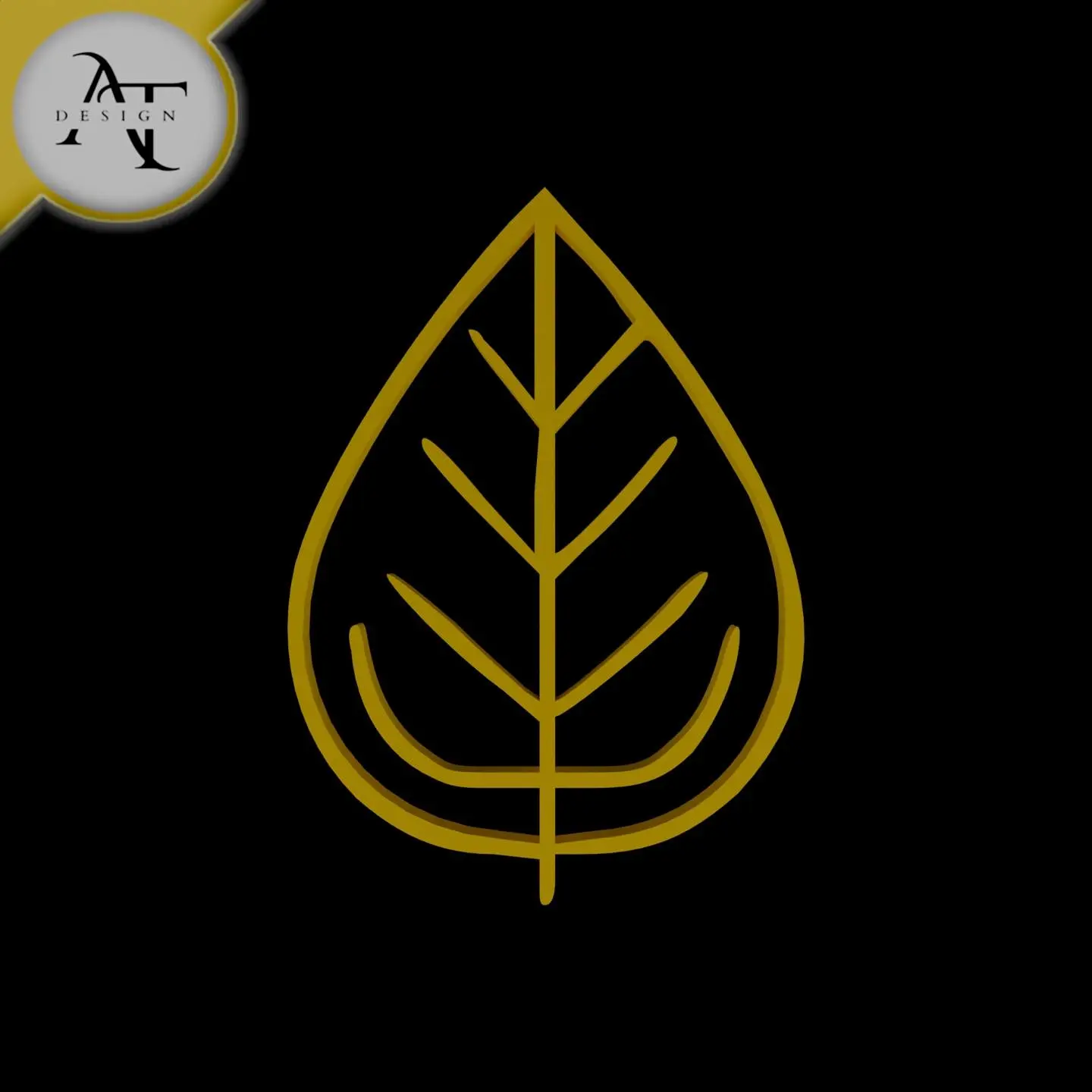 Free Digital Art STL Download - Simple Leaf Symbol - 2D Artby AT Design