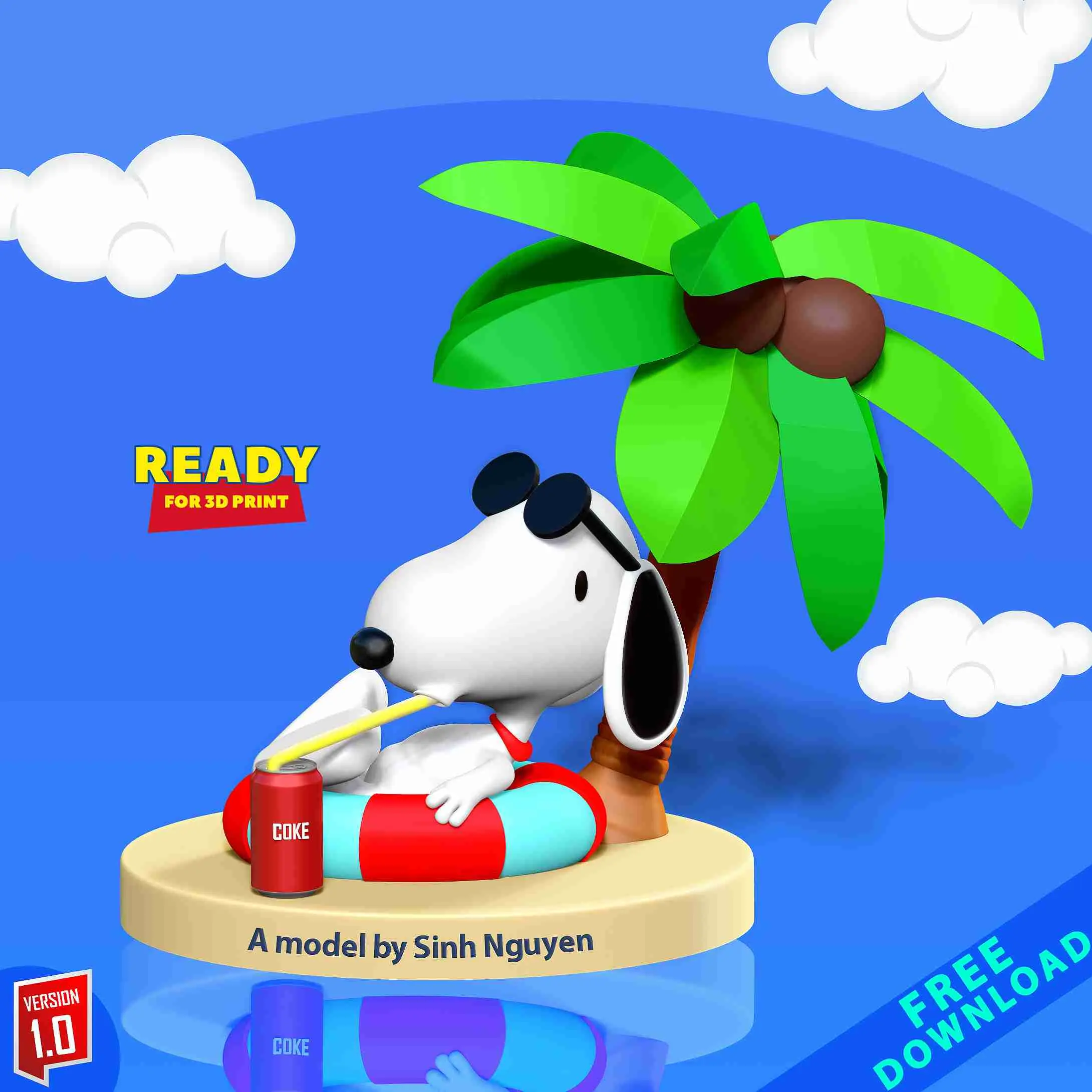 3D Printer Files | 3MF File | Snoopy at the beach | Creality Cloud