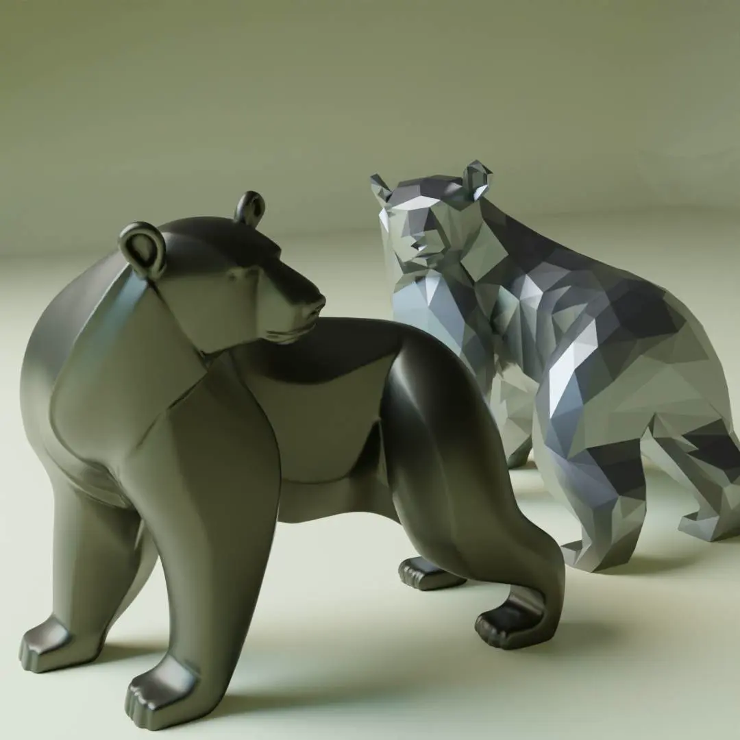 Home Decorations & Ornaments STL Download - Icebear sculpture 2 + Low poly versionby Crazy3D