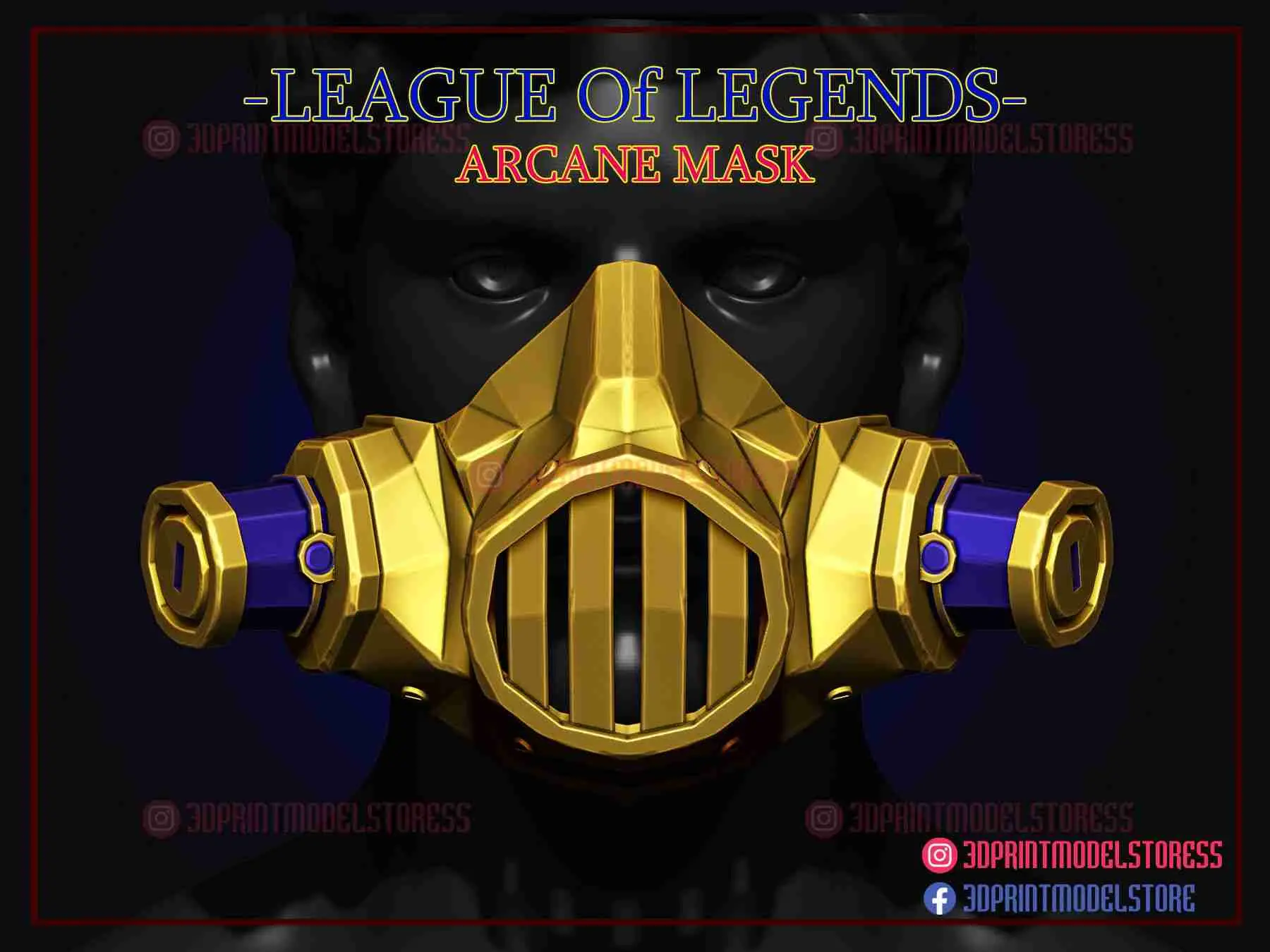 ENFORCER MASK - LEAGUE OF LEGENDS ARCANE COSPLAY MASK | 3D models ...