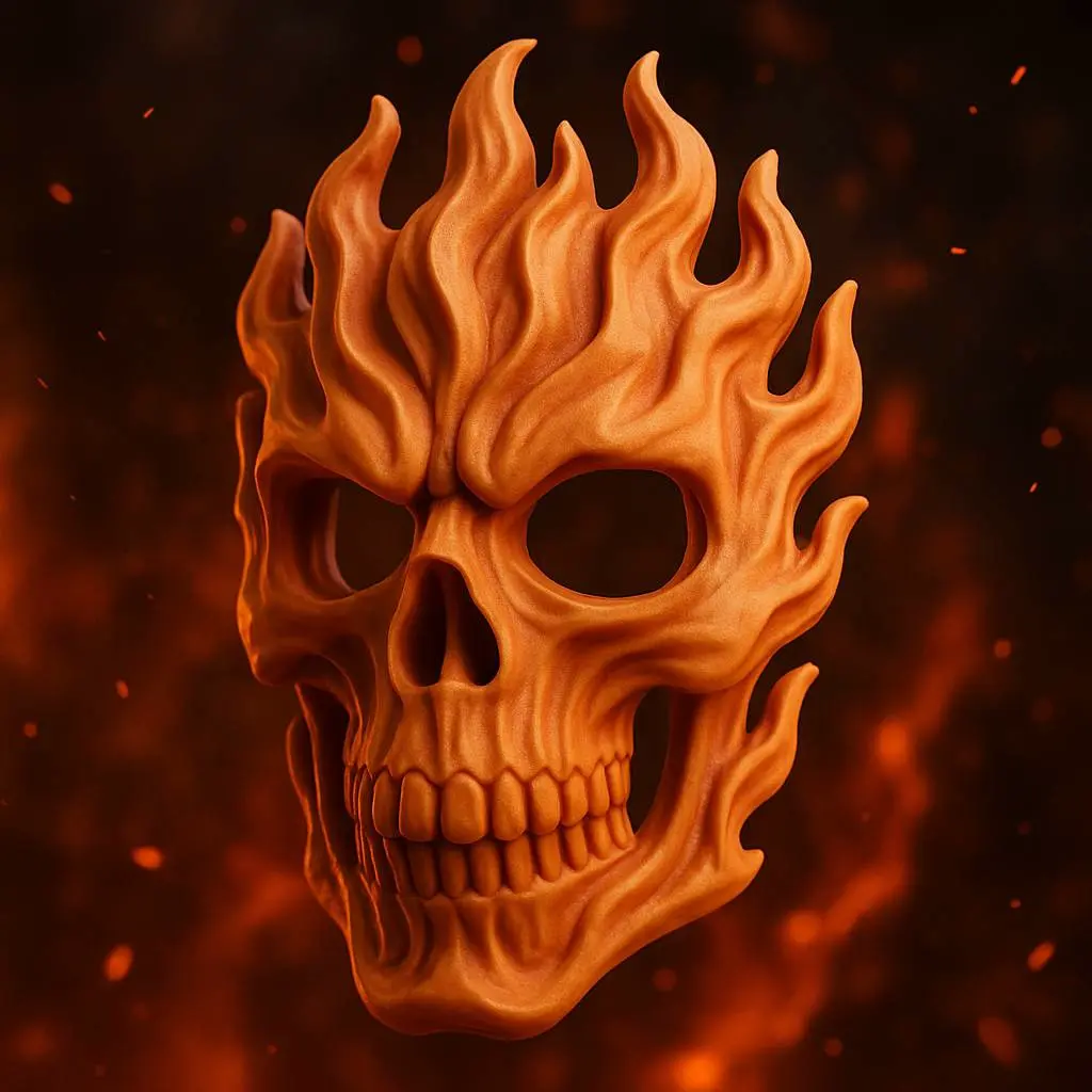 Cosplay STL Download - Blazebone Mask of the Infernal Flameby Meta Mystery