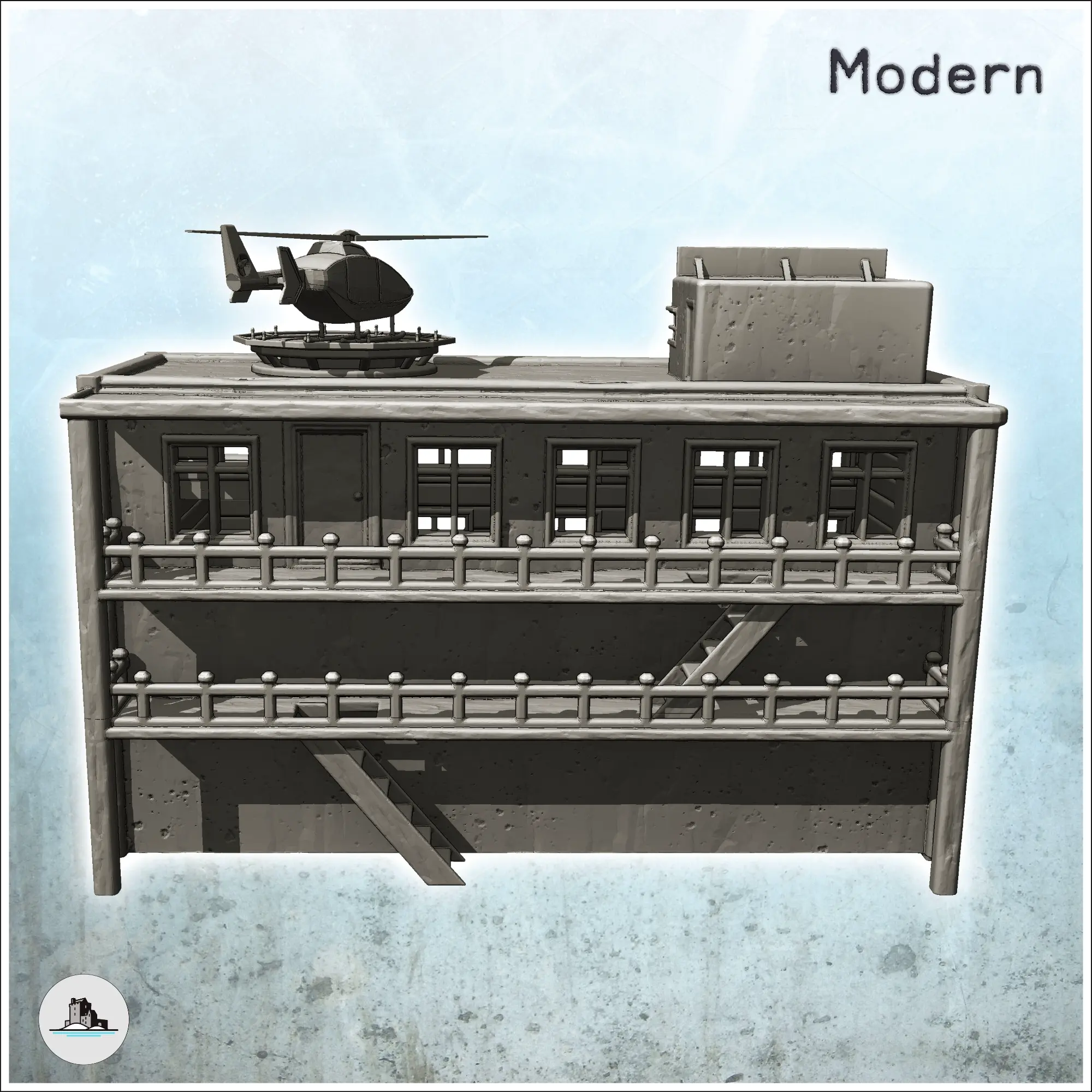 Other STL Download - Modern hospital with mortuary and helicopter on ...