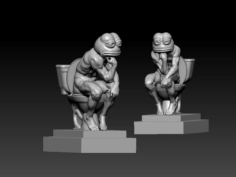 Sculptures & Artworks STL Download - PEPE THE THINK TOILET STATUE ...