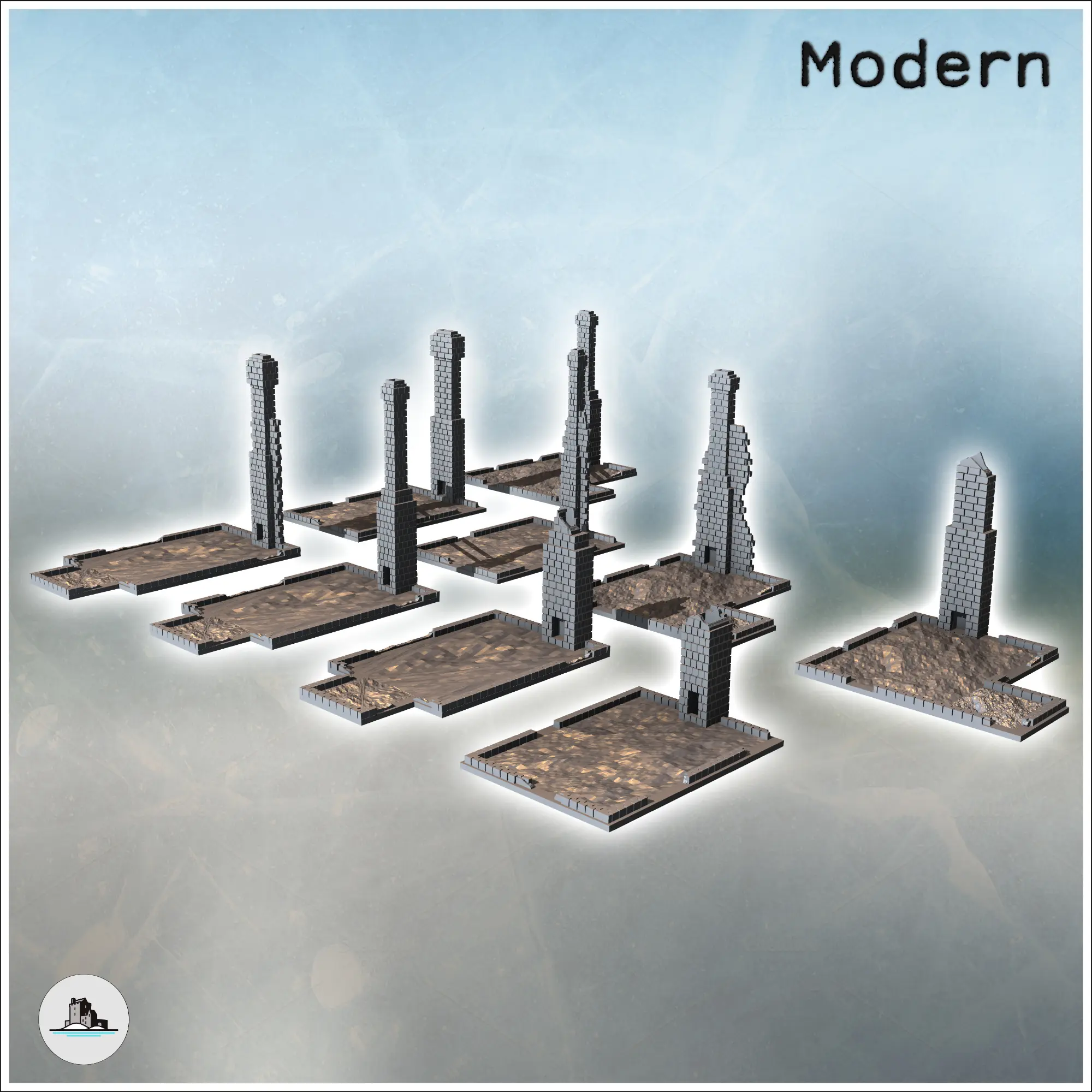 Miniature Games & Accessories STL Download - Set of nine urban brick ...