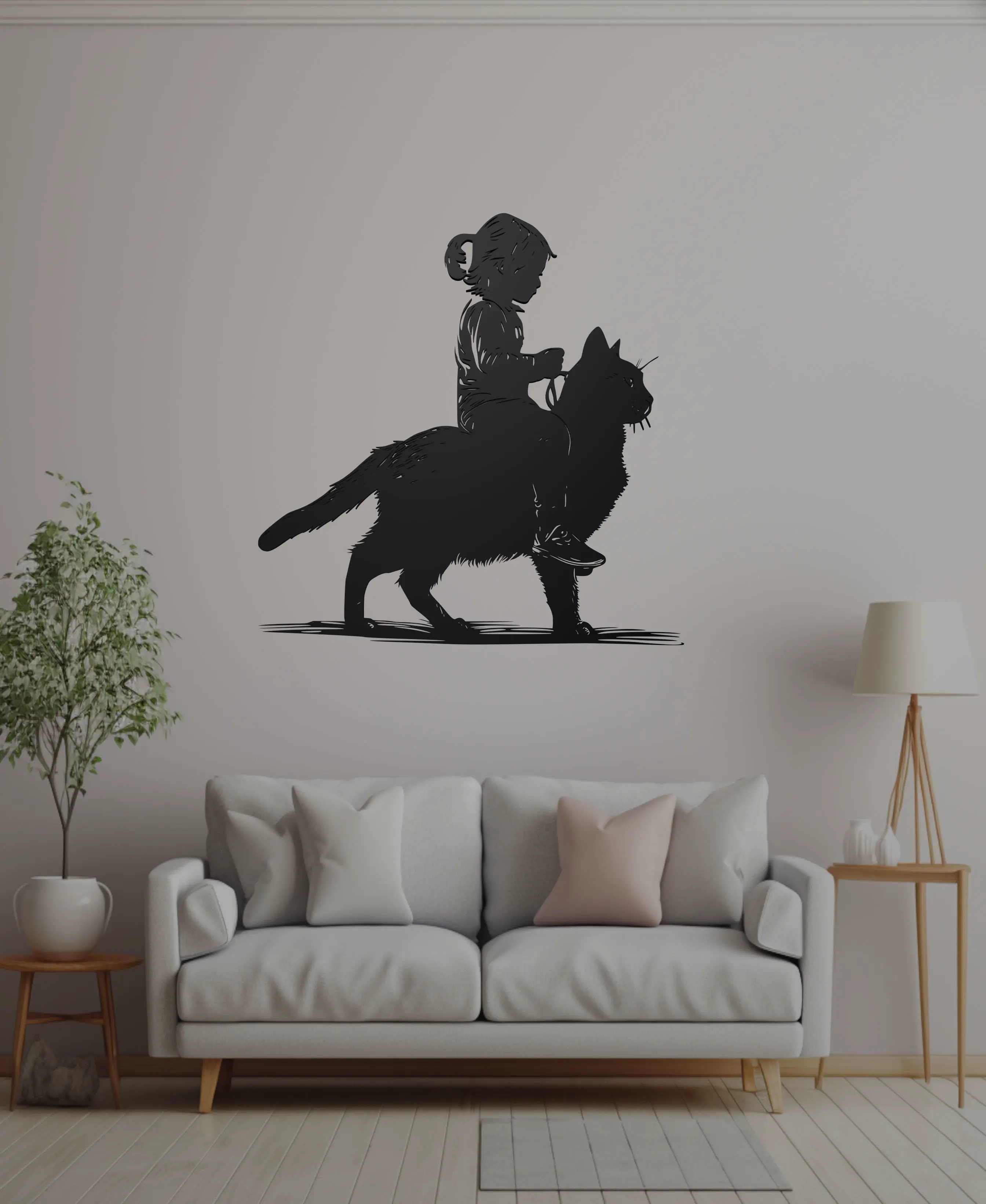 Digital Art STL Download - Riding a Cat Wall Artby Ri0m0