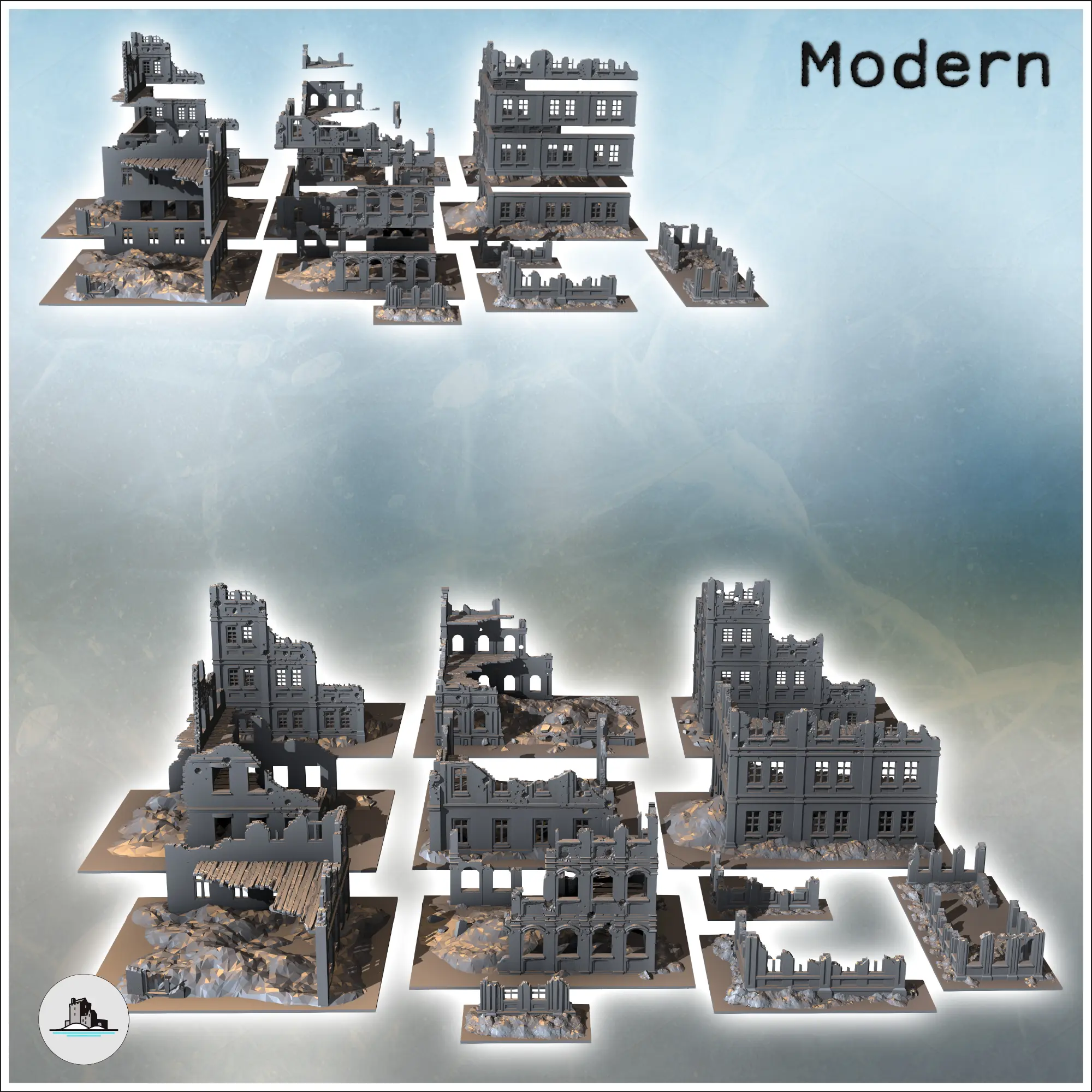 Other STL Download - Set of twelve large modern and futuristic ruins ...