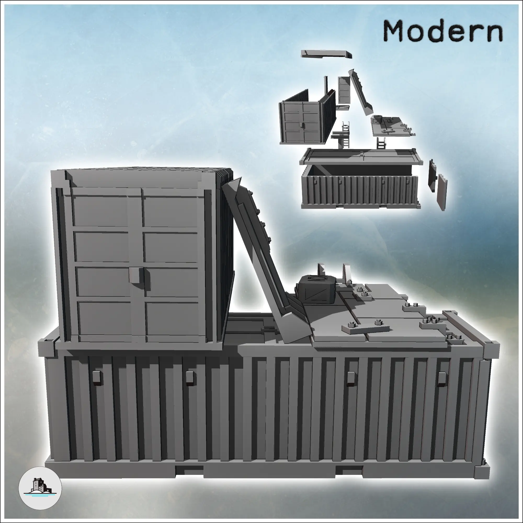 Large outpost with two arranged containers, multiple access | 3D models ...