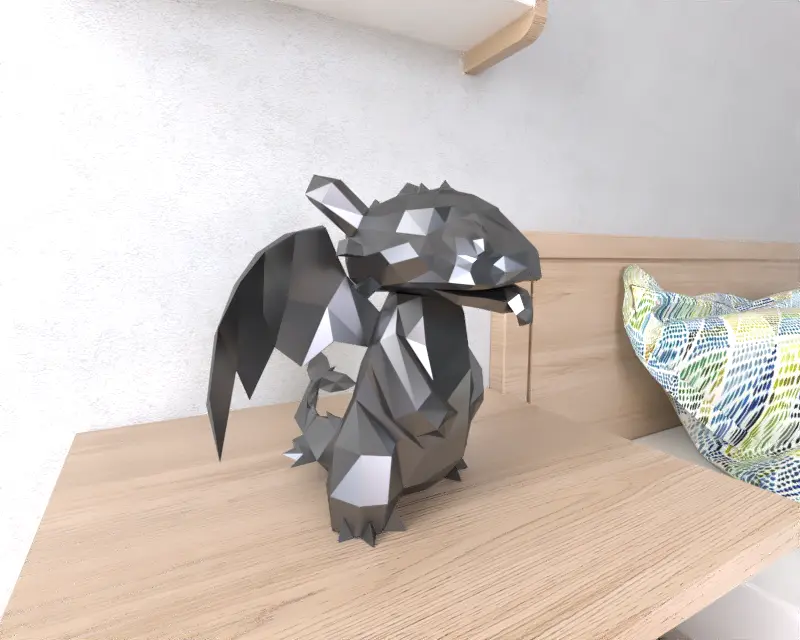 Digital Art STL Download - Toothless Dragon Lowpoly Low polyby RandomThings