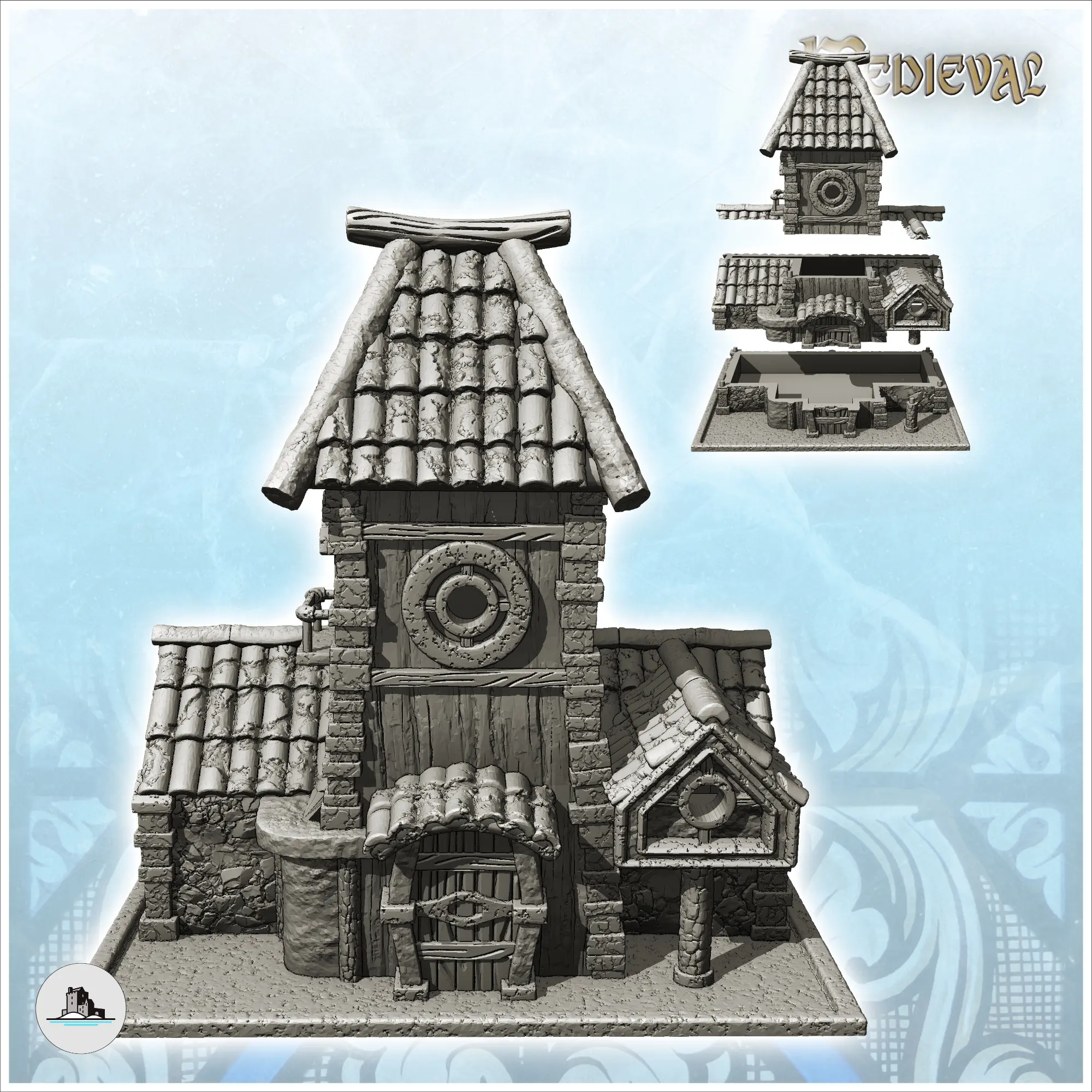 Other STL Download - Medieval wooden building with everything and ...