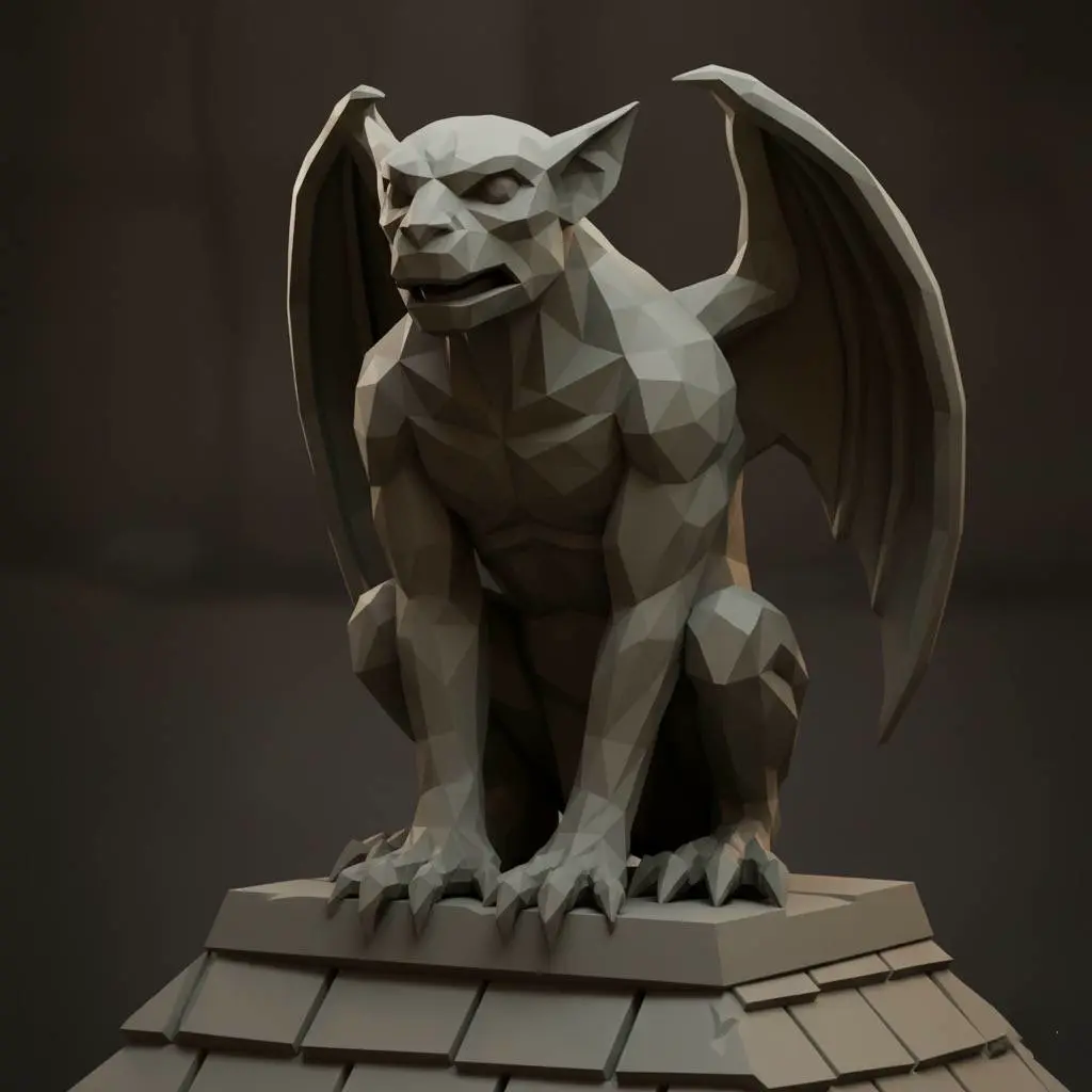 3D Printer Files | 3MF File | Stone Gargoyle - Guardian lowpoly ...