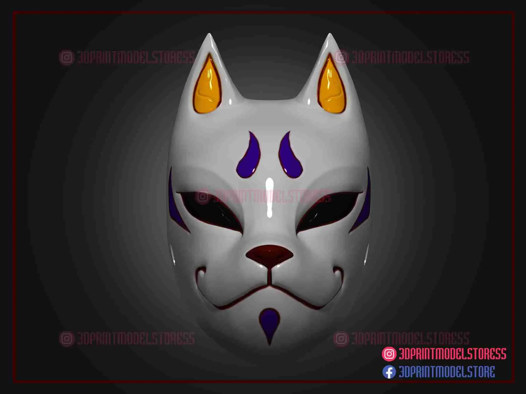 Characters & Creatures STL Download - Japanese Kitsune Fox Mask - Oni ...
