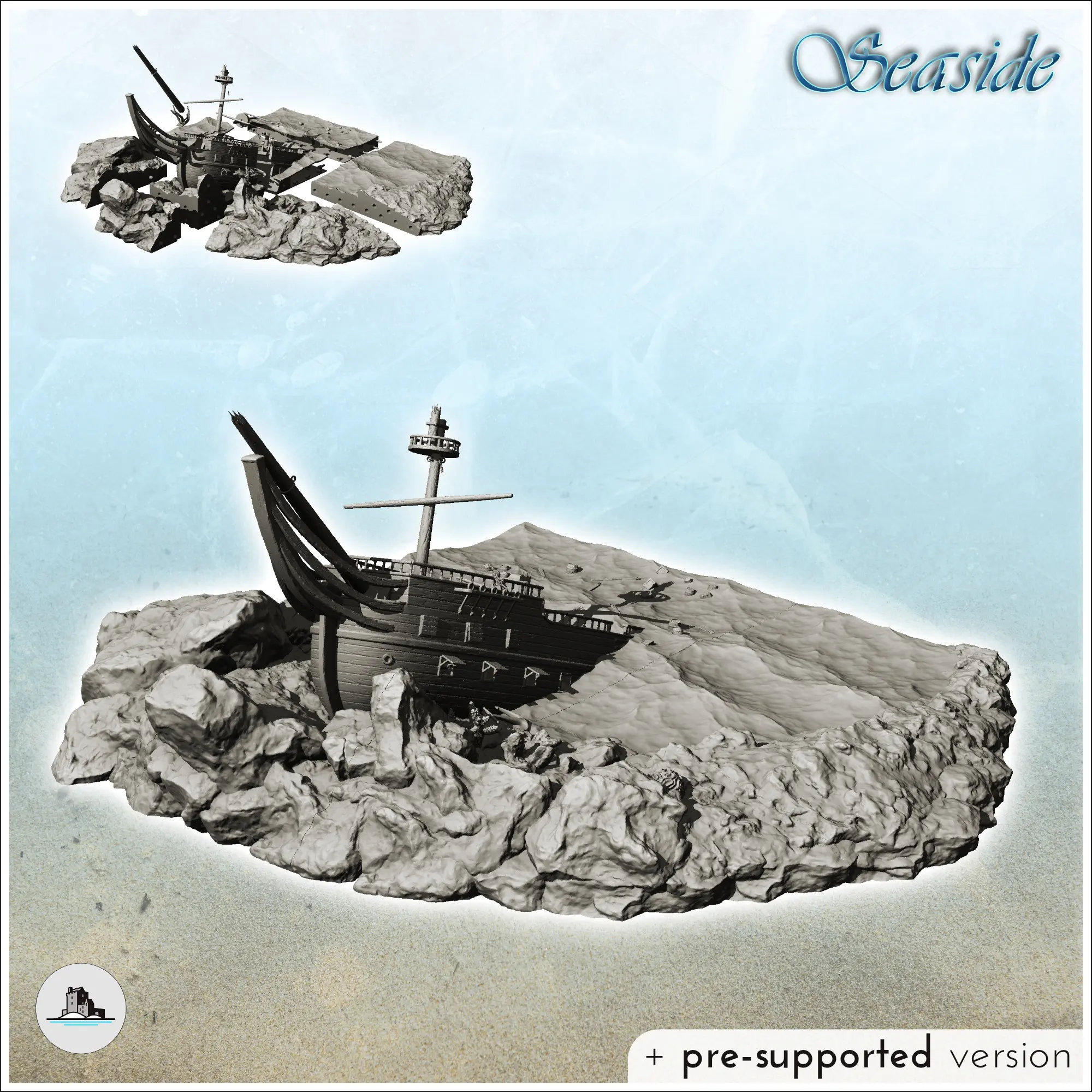 Other STL Download - Carcass of ship stranded on the coast - boat ...