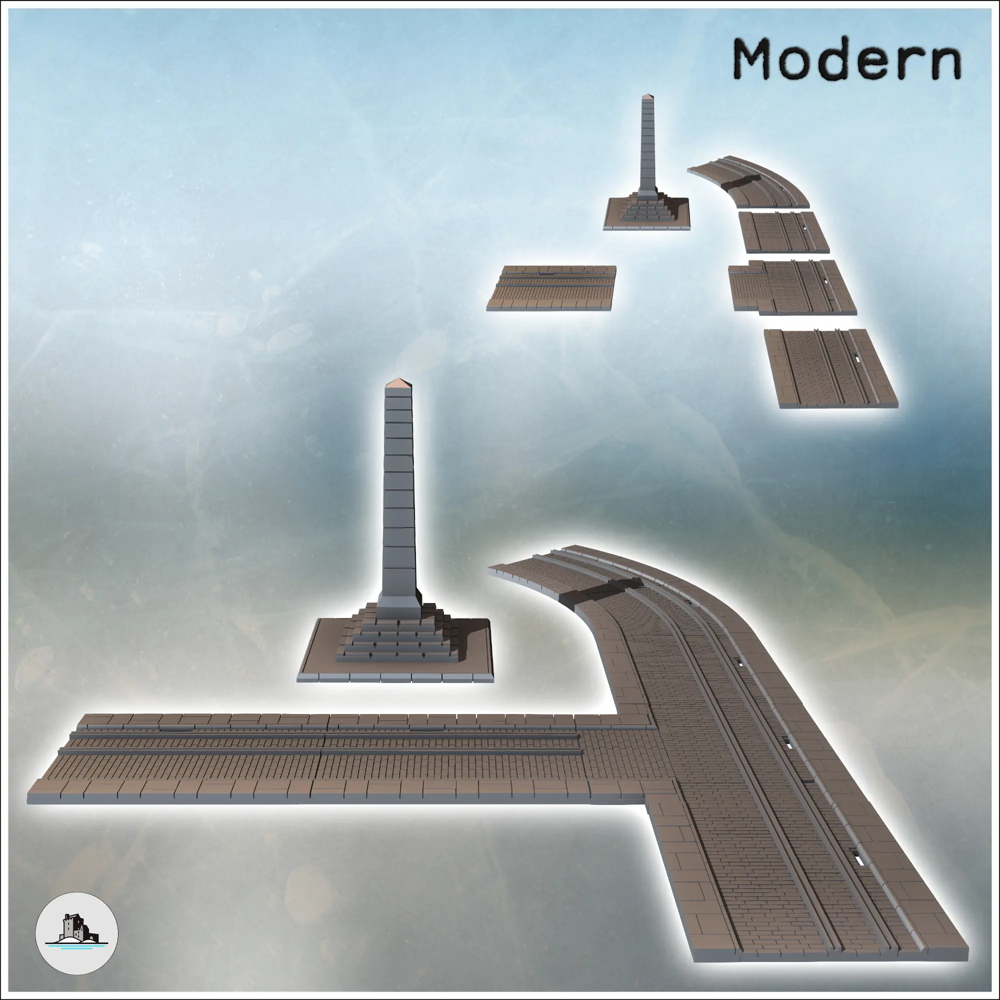 Other STL Download - Modular urban paved road set and stone obelisk ...