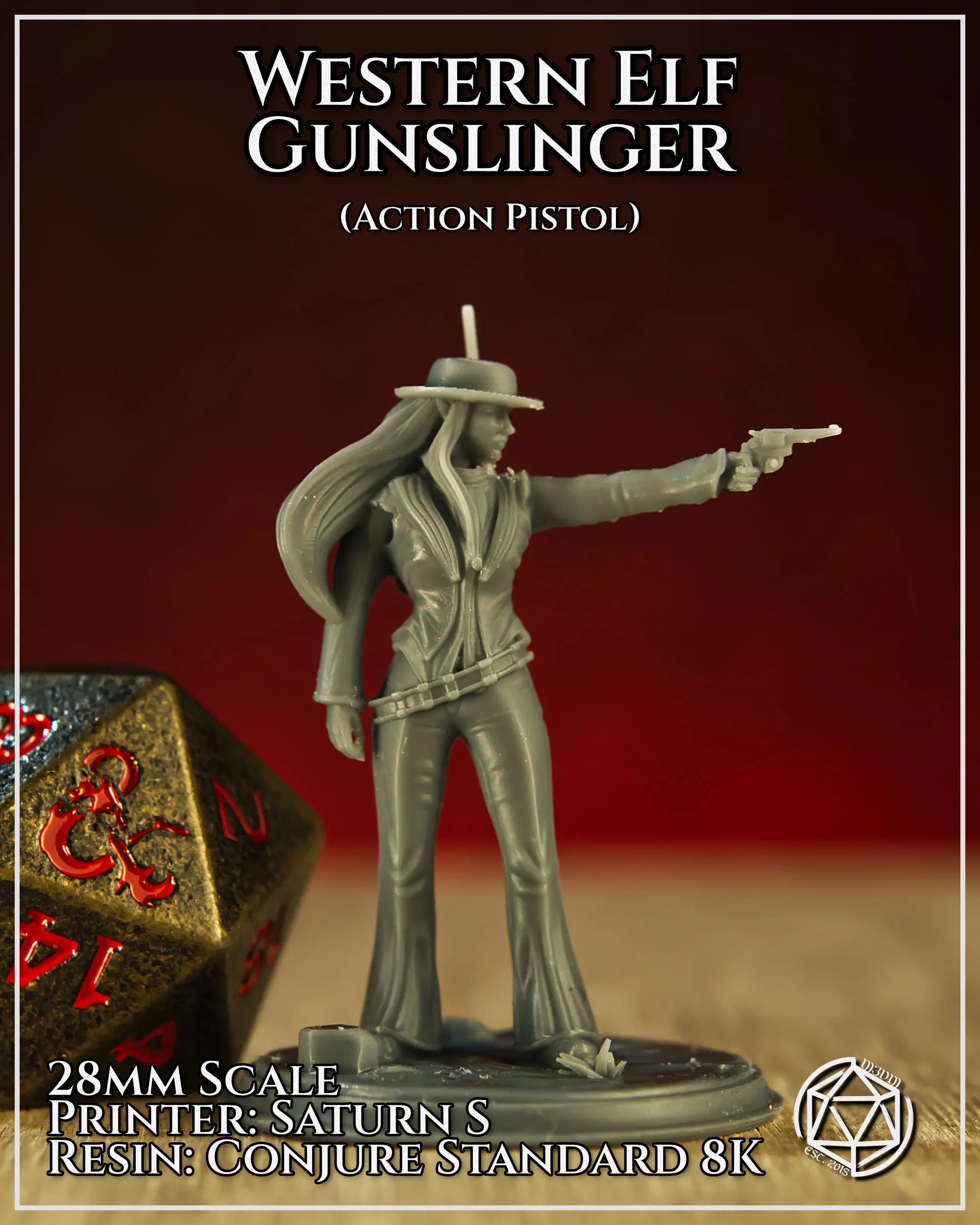 Characters & Creatures STL Download - Western Elf Gunslinger (Action ...