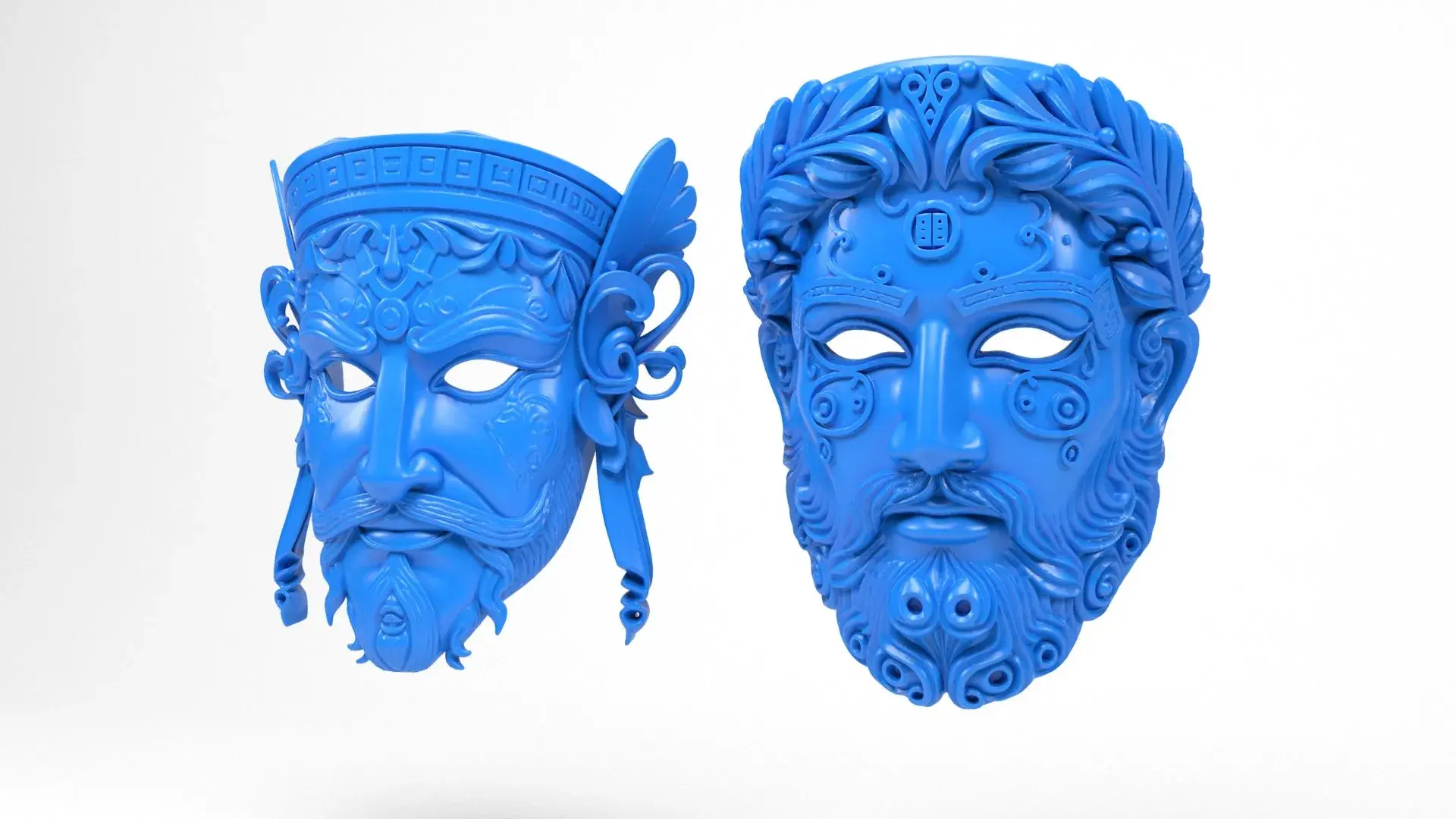 Digital Art STL Download - Greek masks 3by 3D Everything