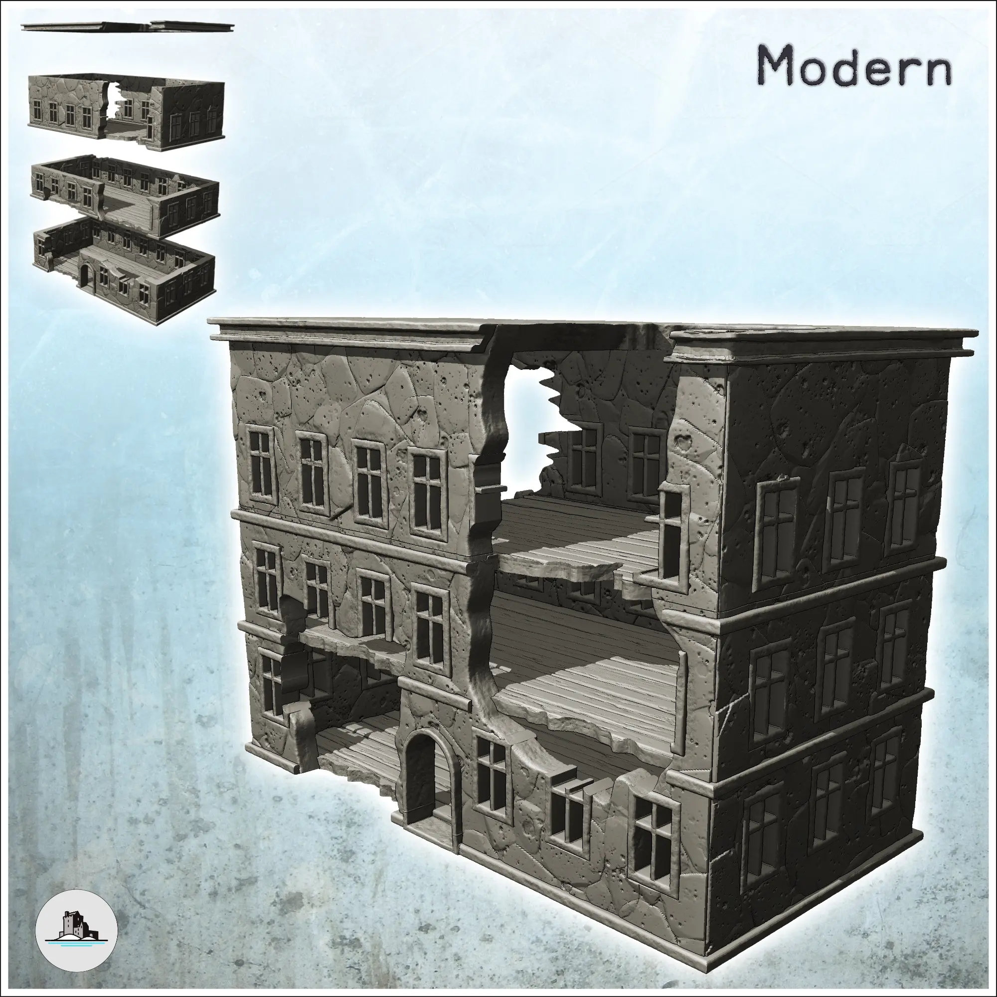 Miniature Games & Accessories STL Download - Modern ruined building ...