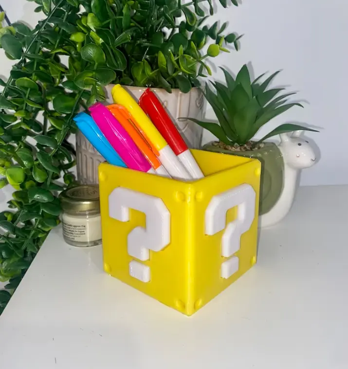 Pen holder question Mark Block Storage Holder, mystery block | 3D ...