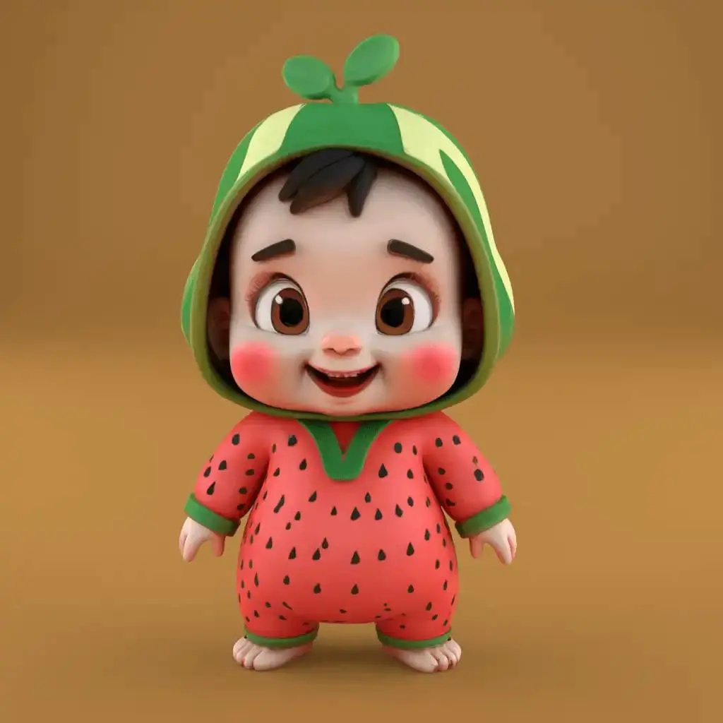 Characters & Creatures STL Download - Cute Watermelon Baby 3D Print ...