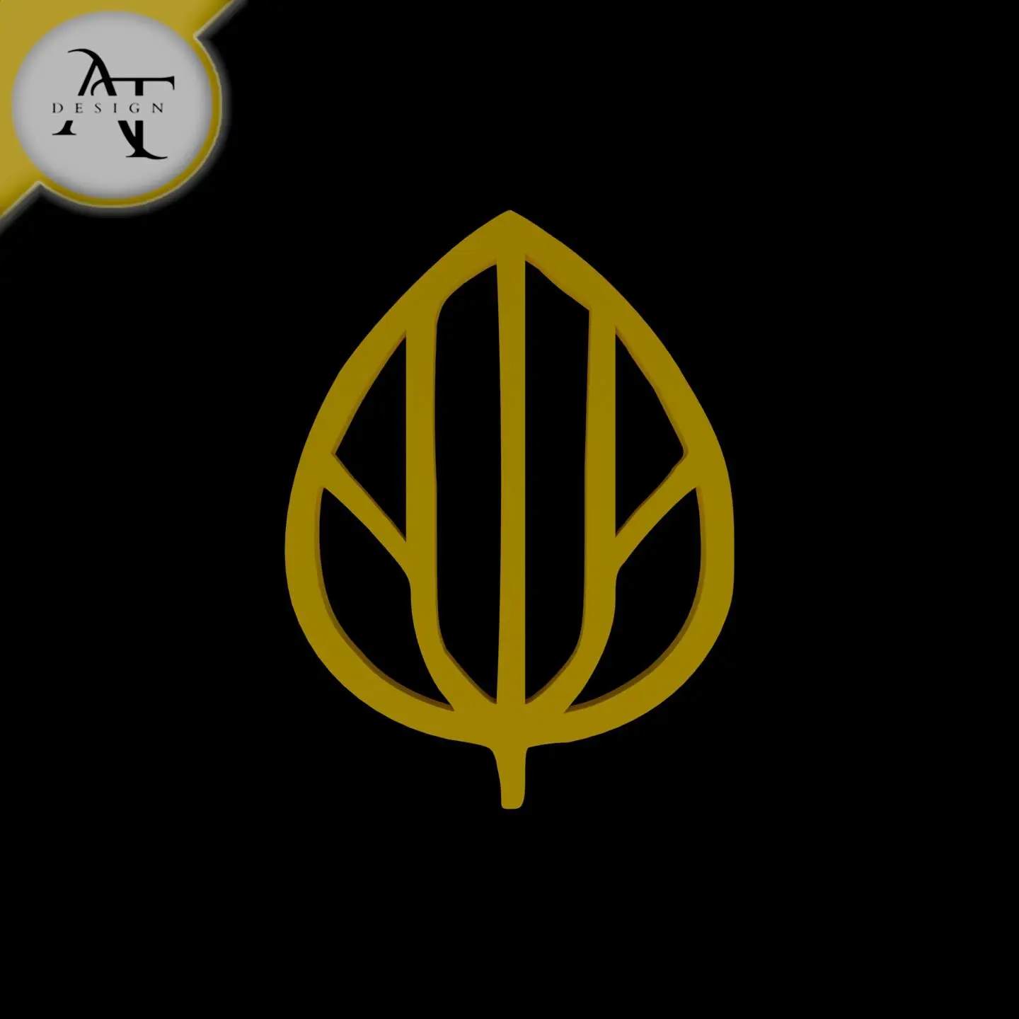 Free Digital Art STL Download - Simple Leaf Symbol - 2D Artby AT Design