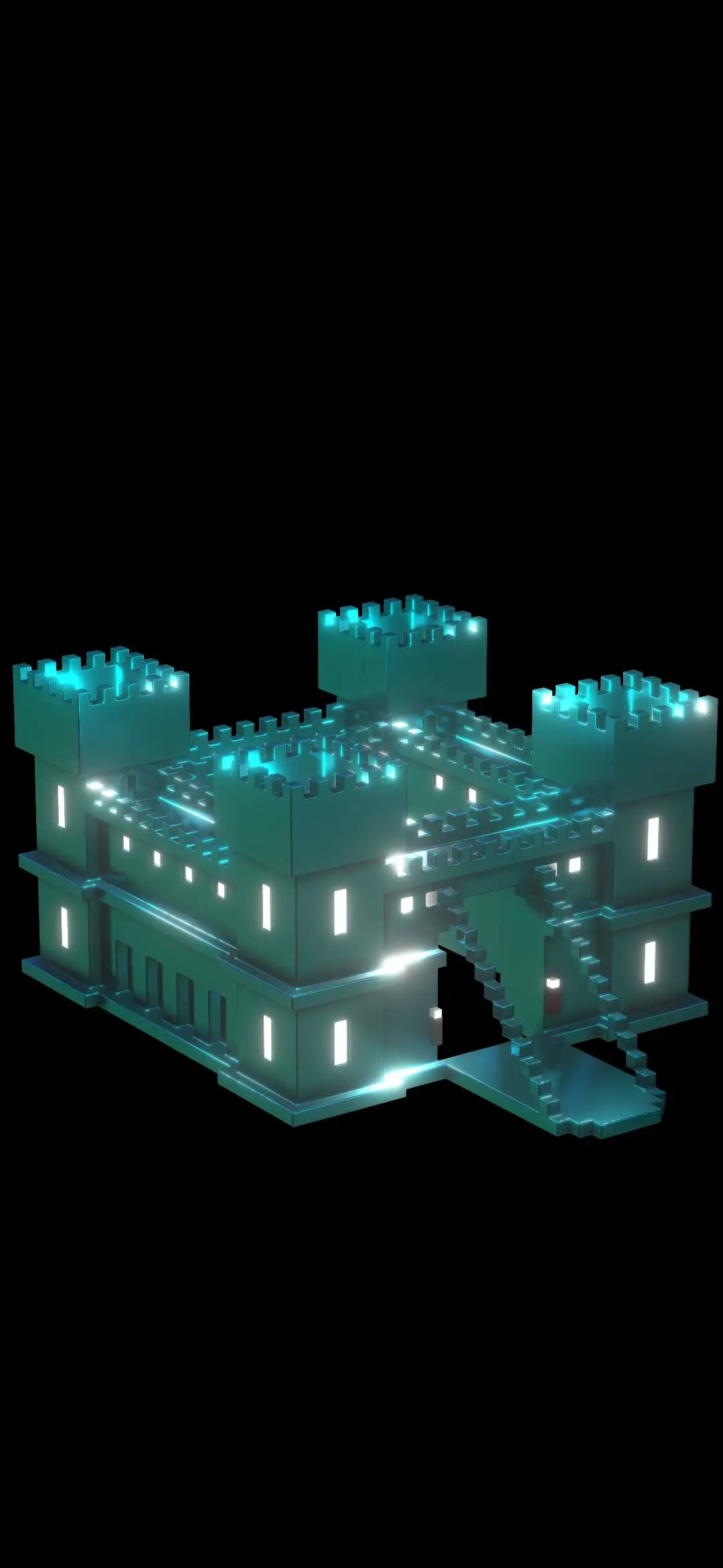 Props & Terrain STL Download - Castle made of cubes with open gates and ...