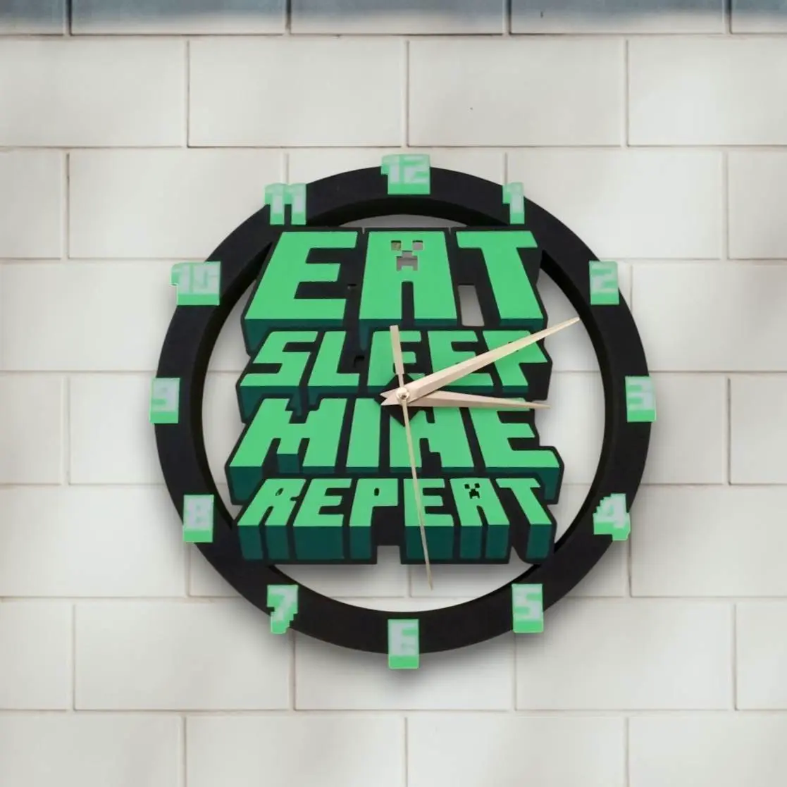 3D Printer Files | 3MF File | Minecraft Wall Clock – "Eat Sleep Mine ...