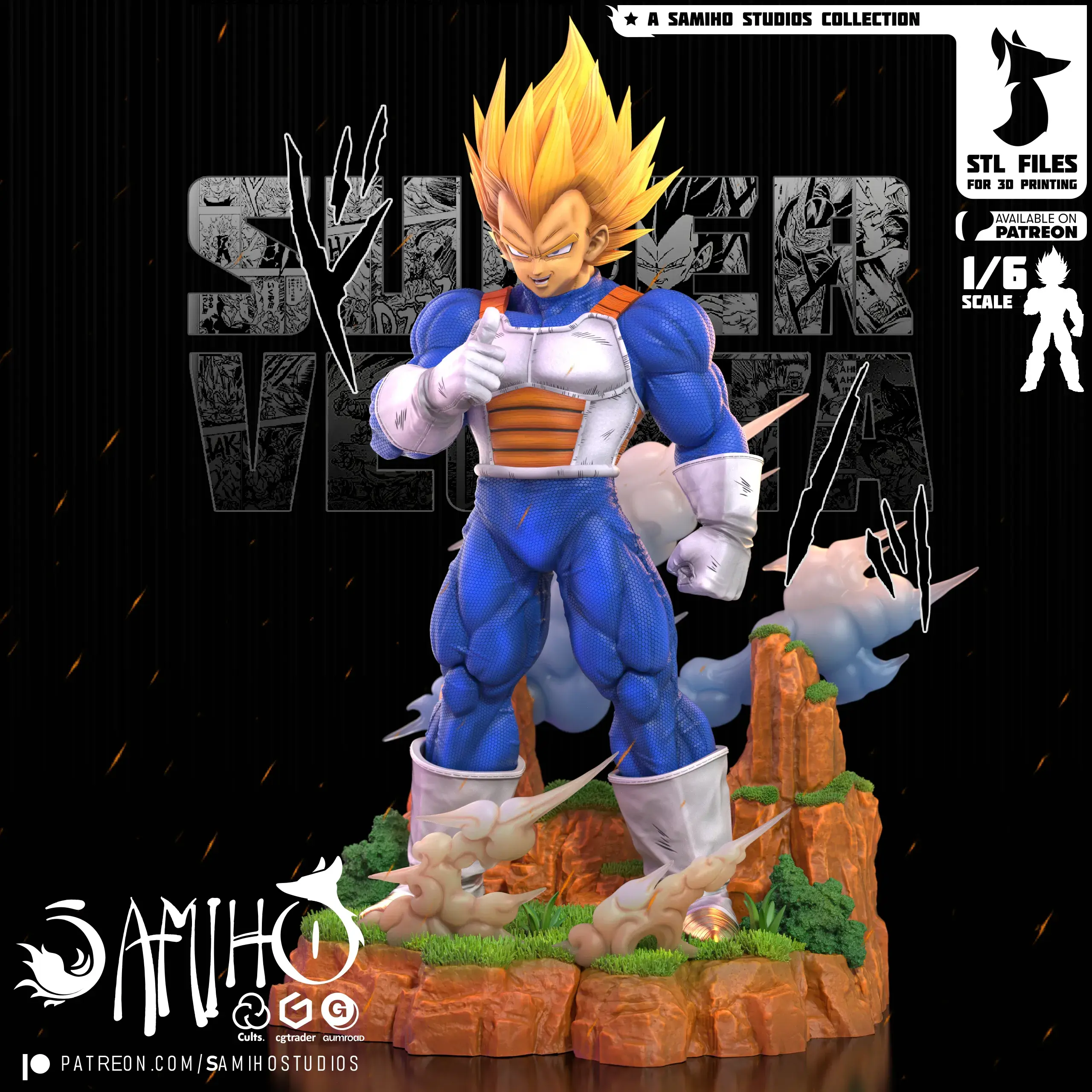 Characters & Creatures STL Download - Samiho Studios - Super Vegeta ...