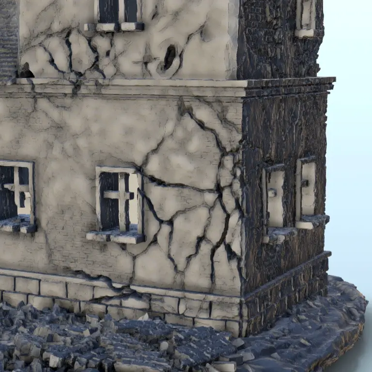 Other STL Download - Ruined bell tower with house 13 - WW2 Terrain ...