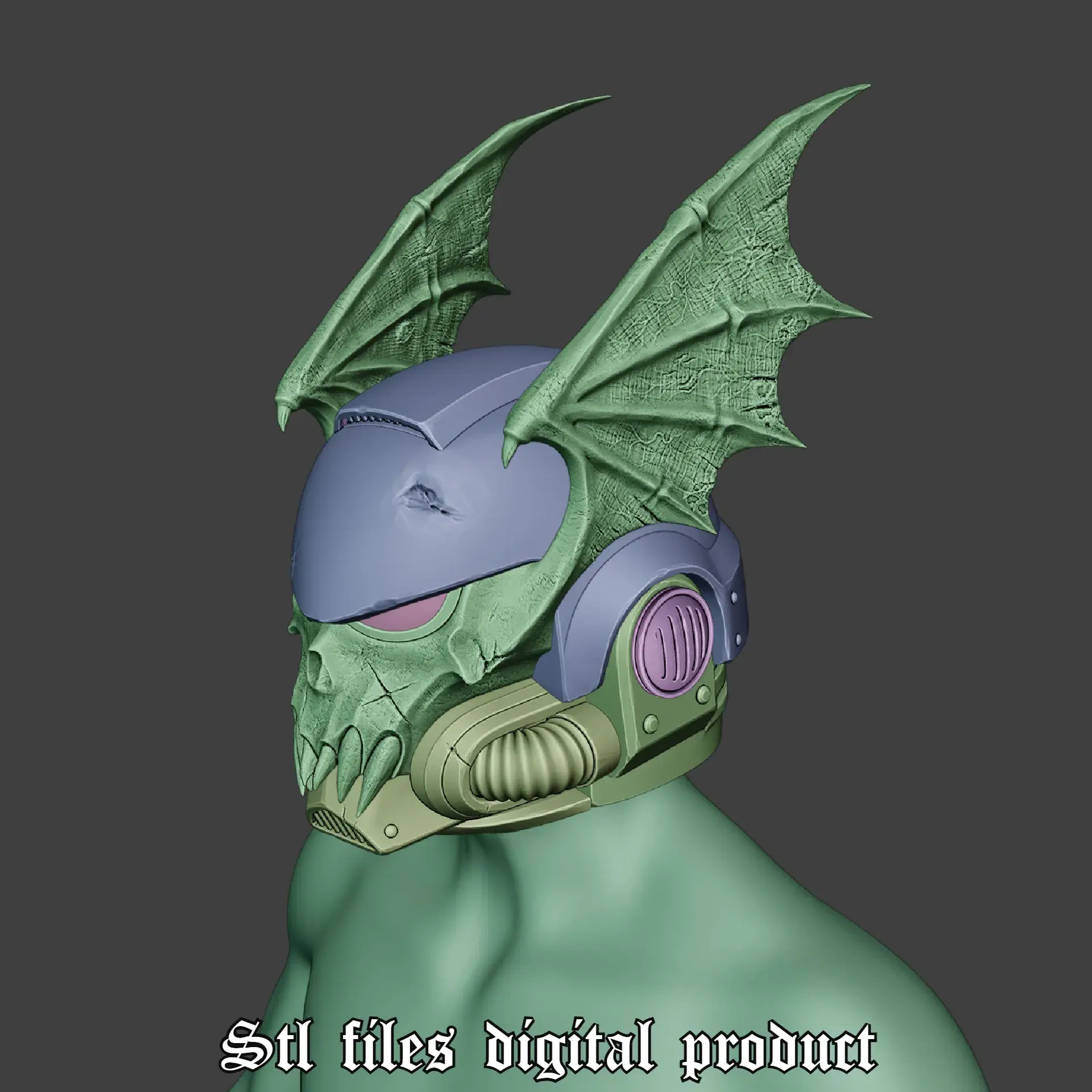 Cosplay STL Download - Chaos Space Marines Nightlords Helmetby Krotek-inc