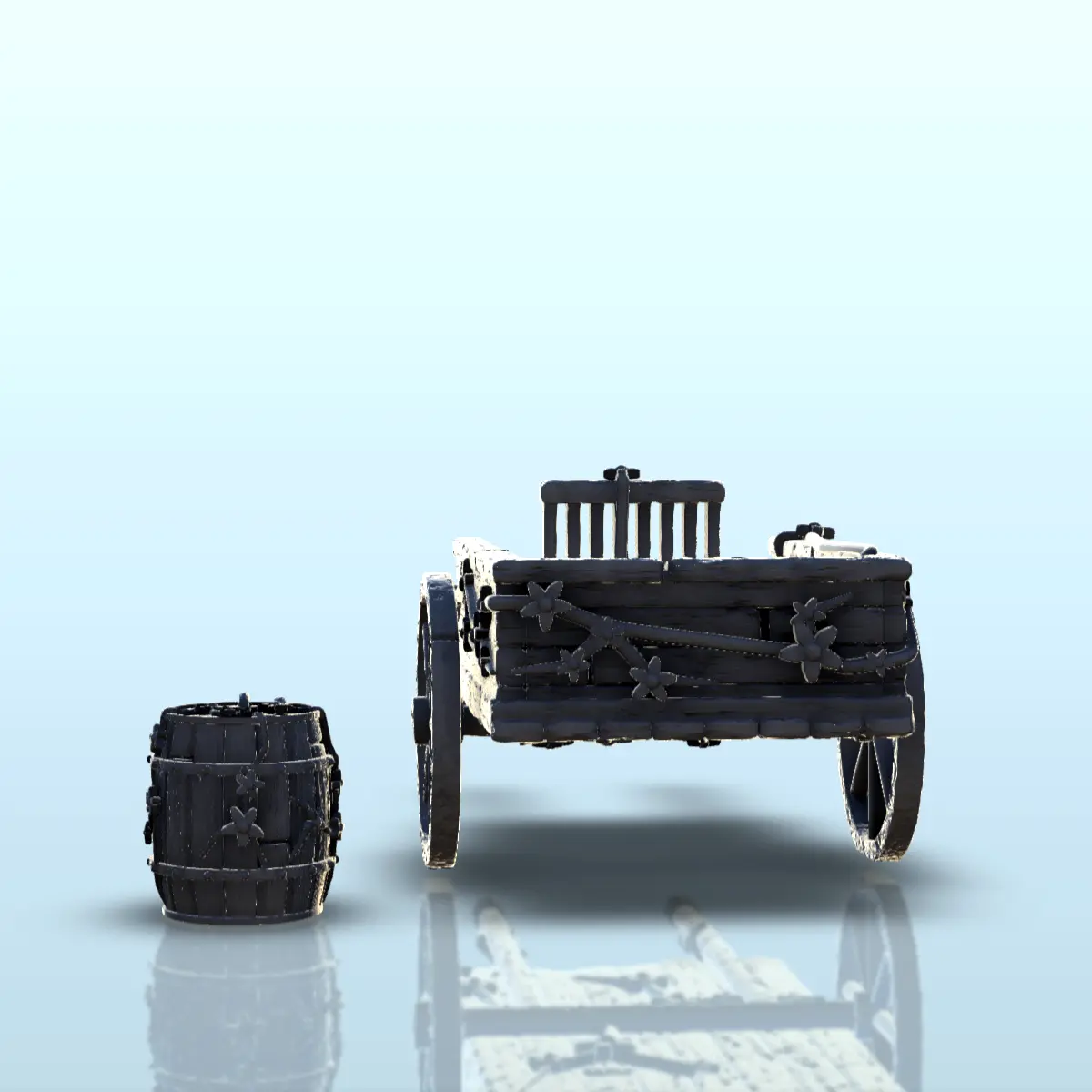 Other STL Download - Wooden cart and barrel (3) - miniatures warhammer ...