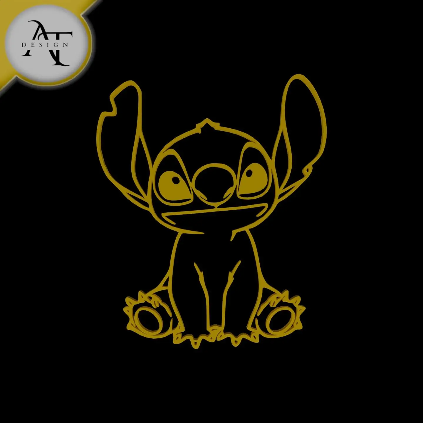 Home Decorations & Ornaments STL Download - Stitch - Line Art - 2D Wall ...