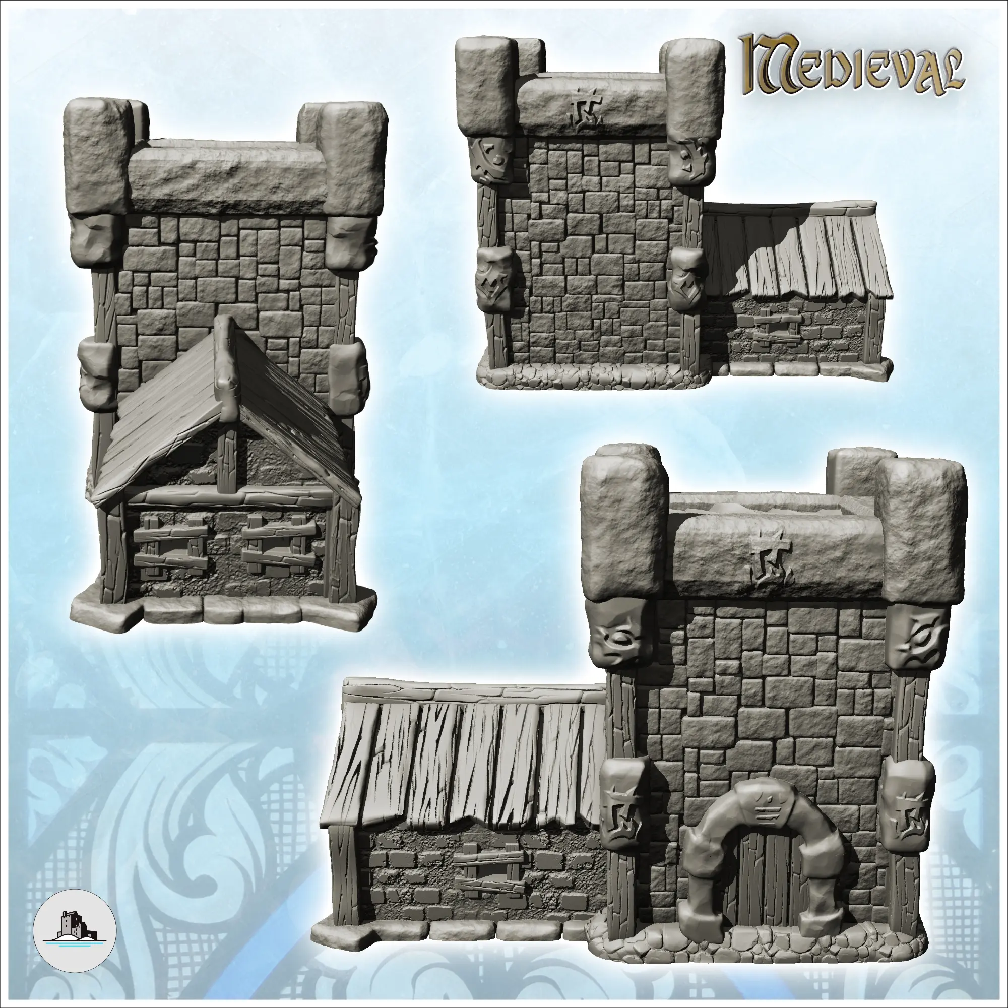 Fortified stone tower with annex building (13) - miniatures | 3D models ...
