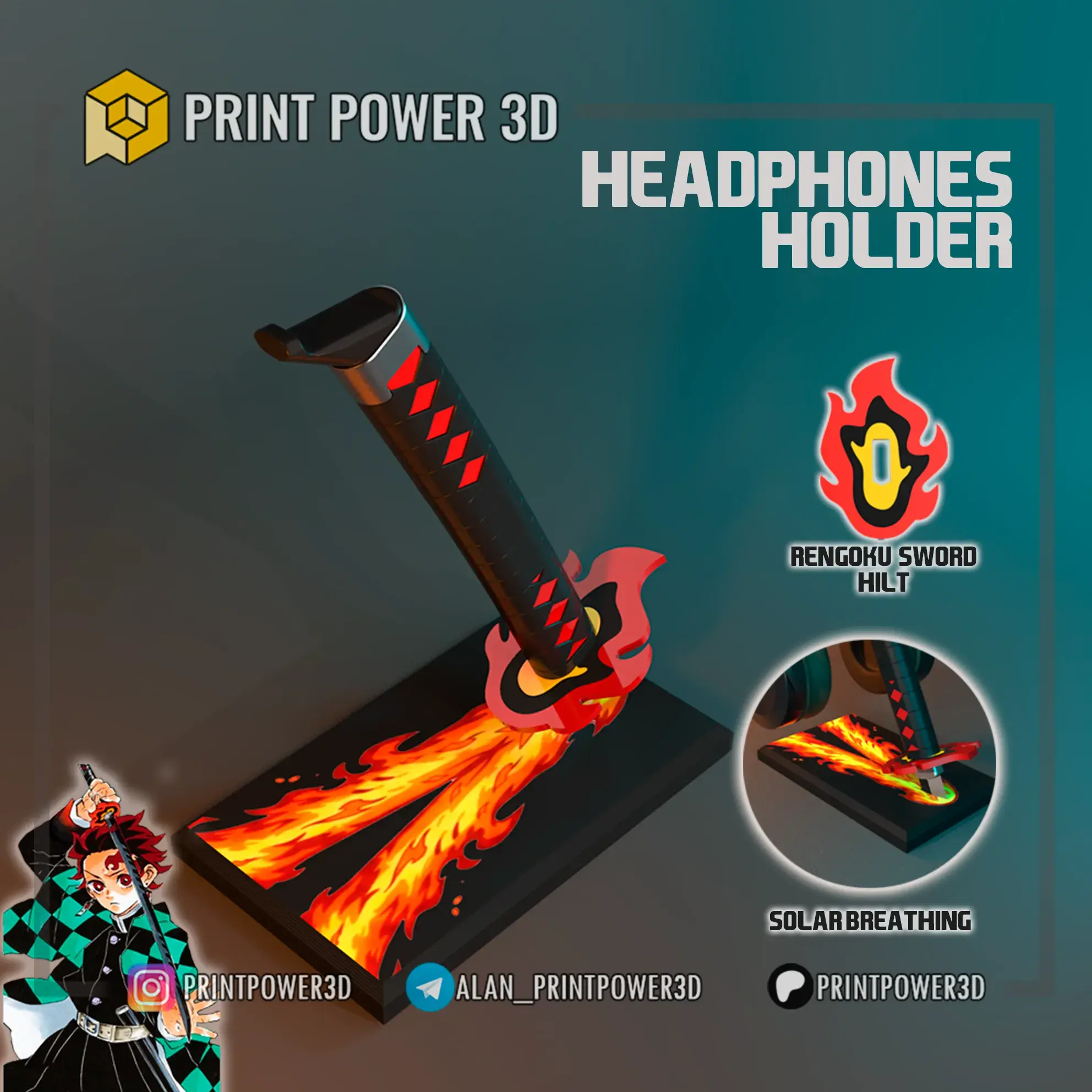 Sound & Audio Equipment STL Download - Demon slayer headphone holder ...