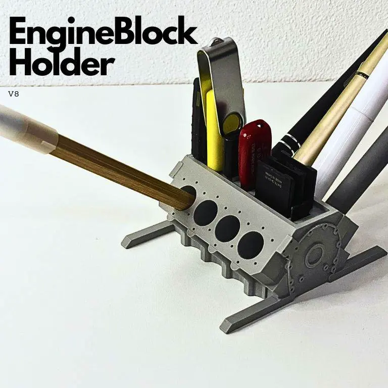 3D Printer Files | 3MF File | V8 Engine Block Pen Holder (USB, SD ...
