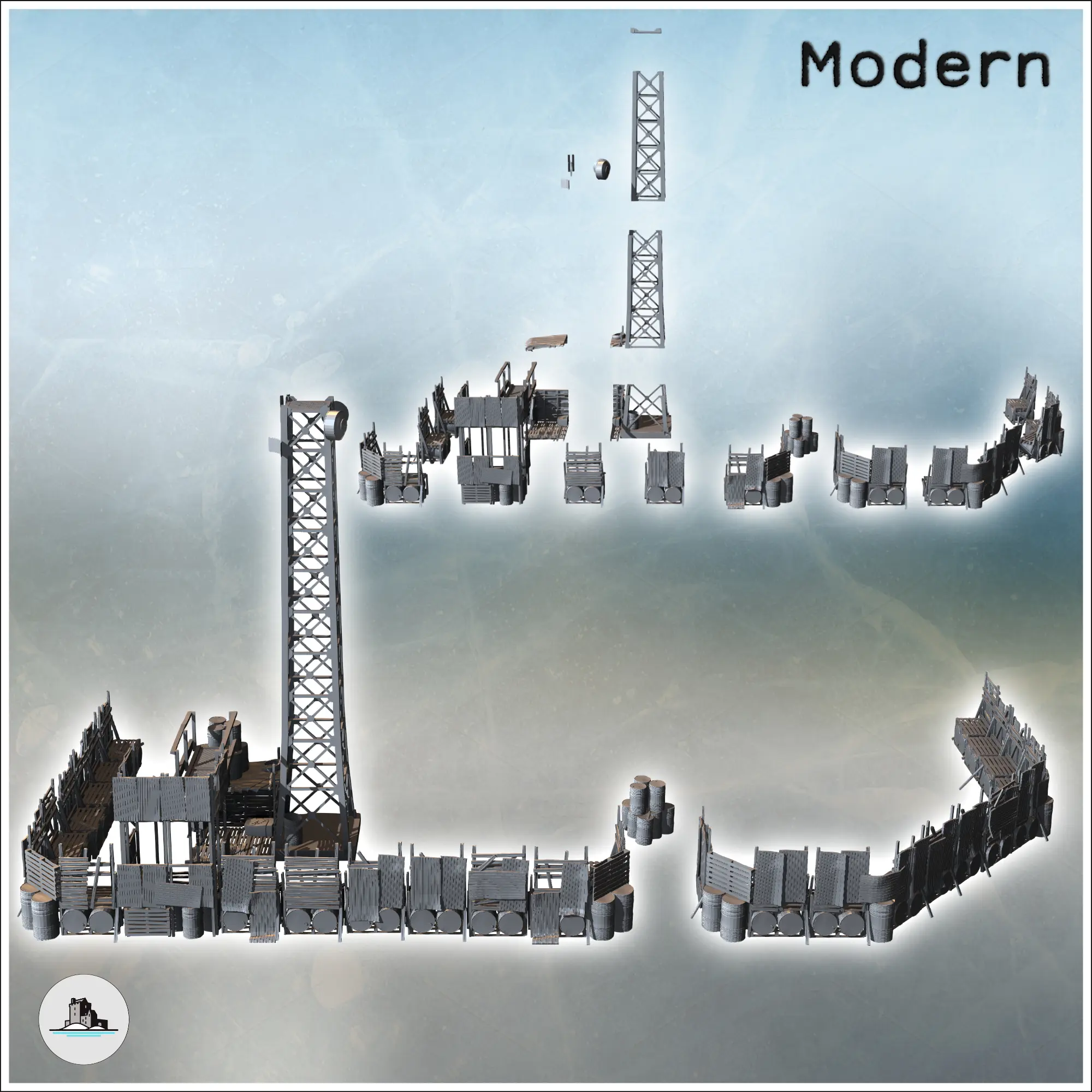 Post-apocalyptic modern fortifications with sheet metal barr | 3D ...