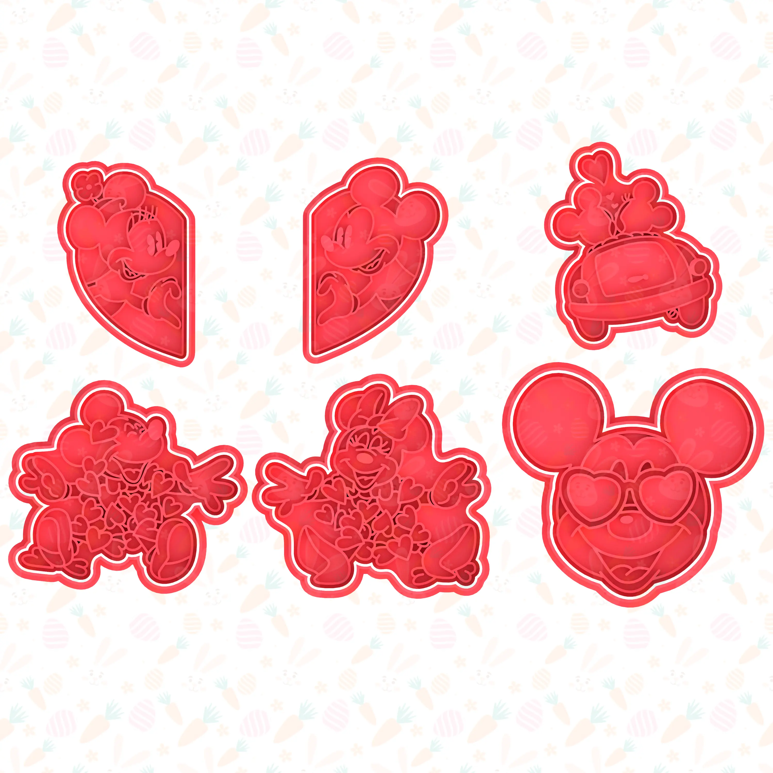 Other STL Download - Mickey Mouse Valentine cookie cutter set of 6by Mira3D