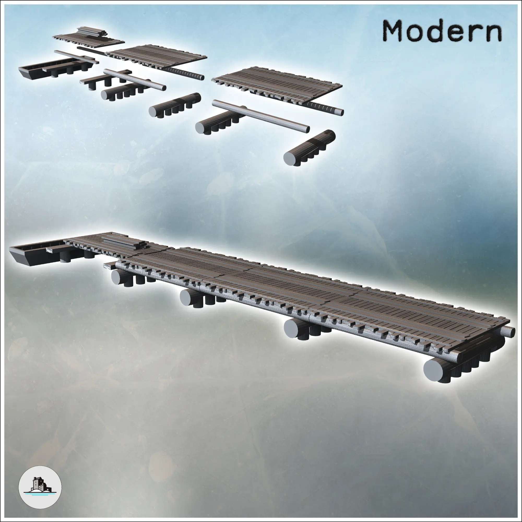 Other STL Download - Improvised wooden log bridge with float and ...