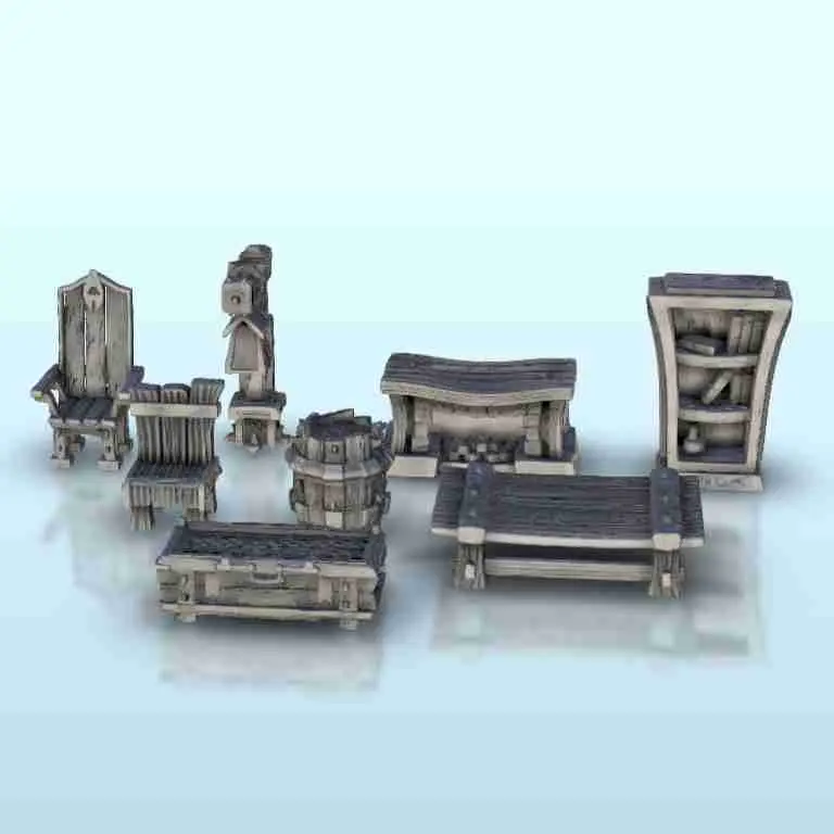 Miniature Games & Accessories STL Download - Set of medieval interior ...