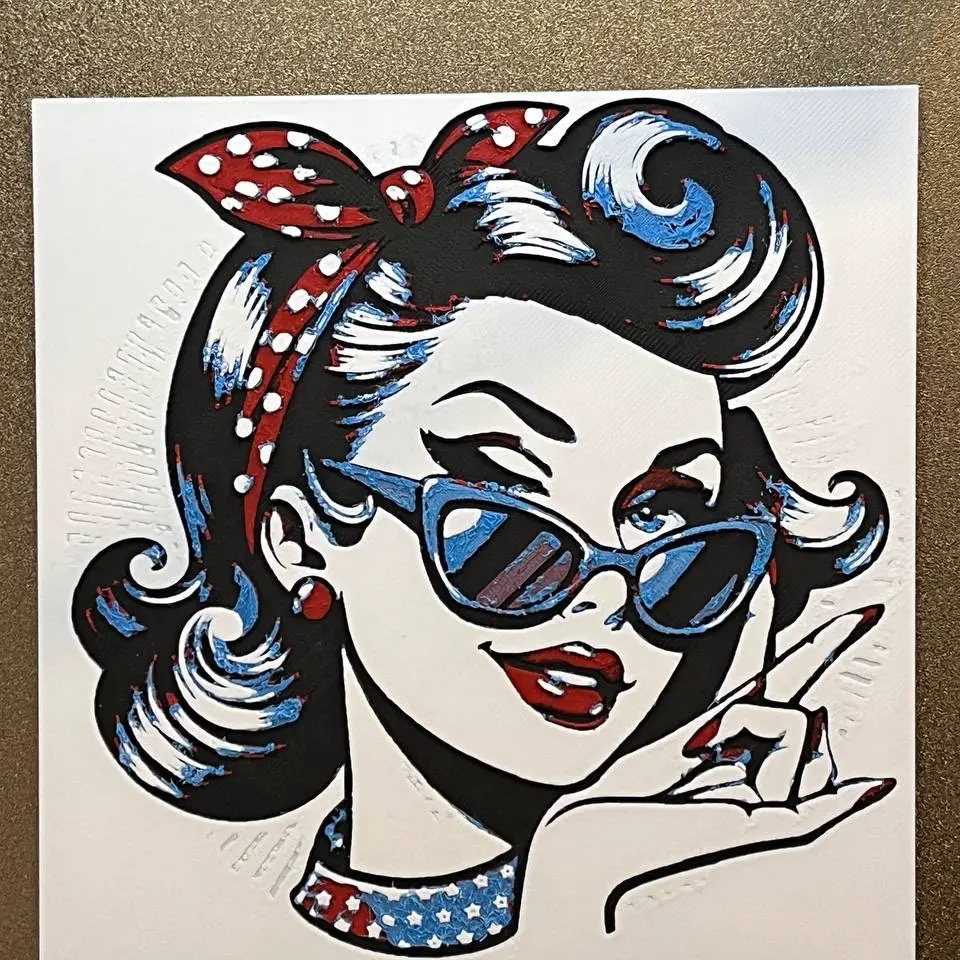 3D Printer Files | 3MF File | Hueforge Pin-Up Wall Art | Creality Cloud
