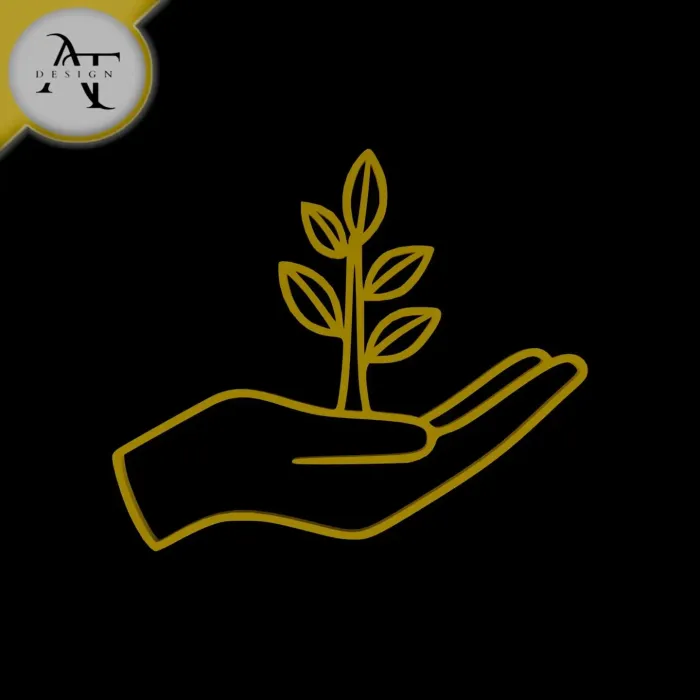 Home Decorations & Ornaments STL Download - Plant in hand - Line Art ...